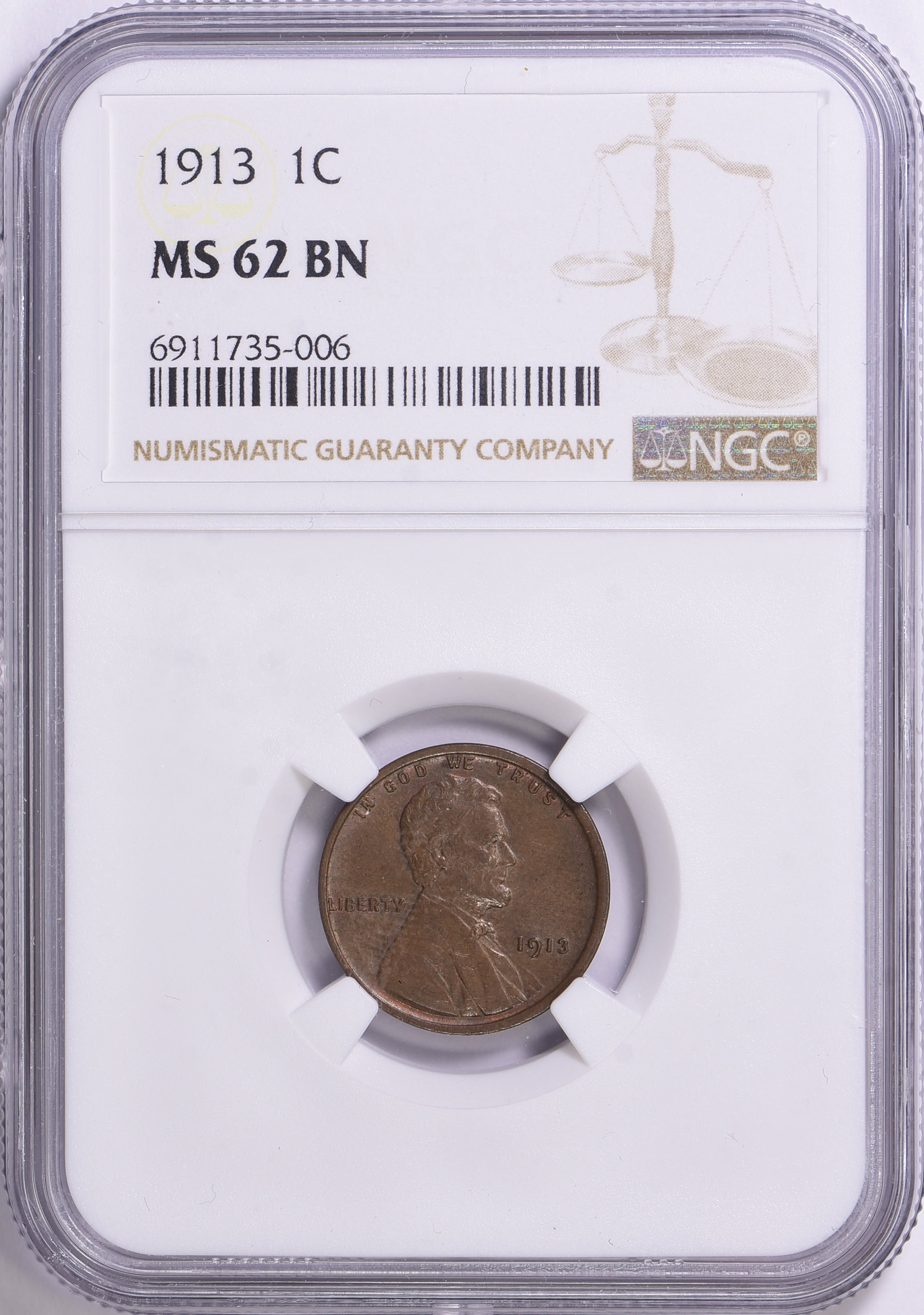 1913 Lincoln Cent NGC MS-62 BN (Item 1663736) | GreatCollections Coin Auctions