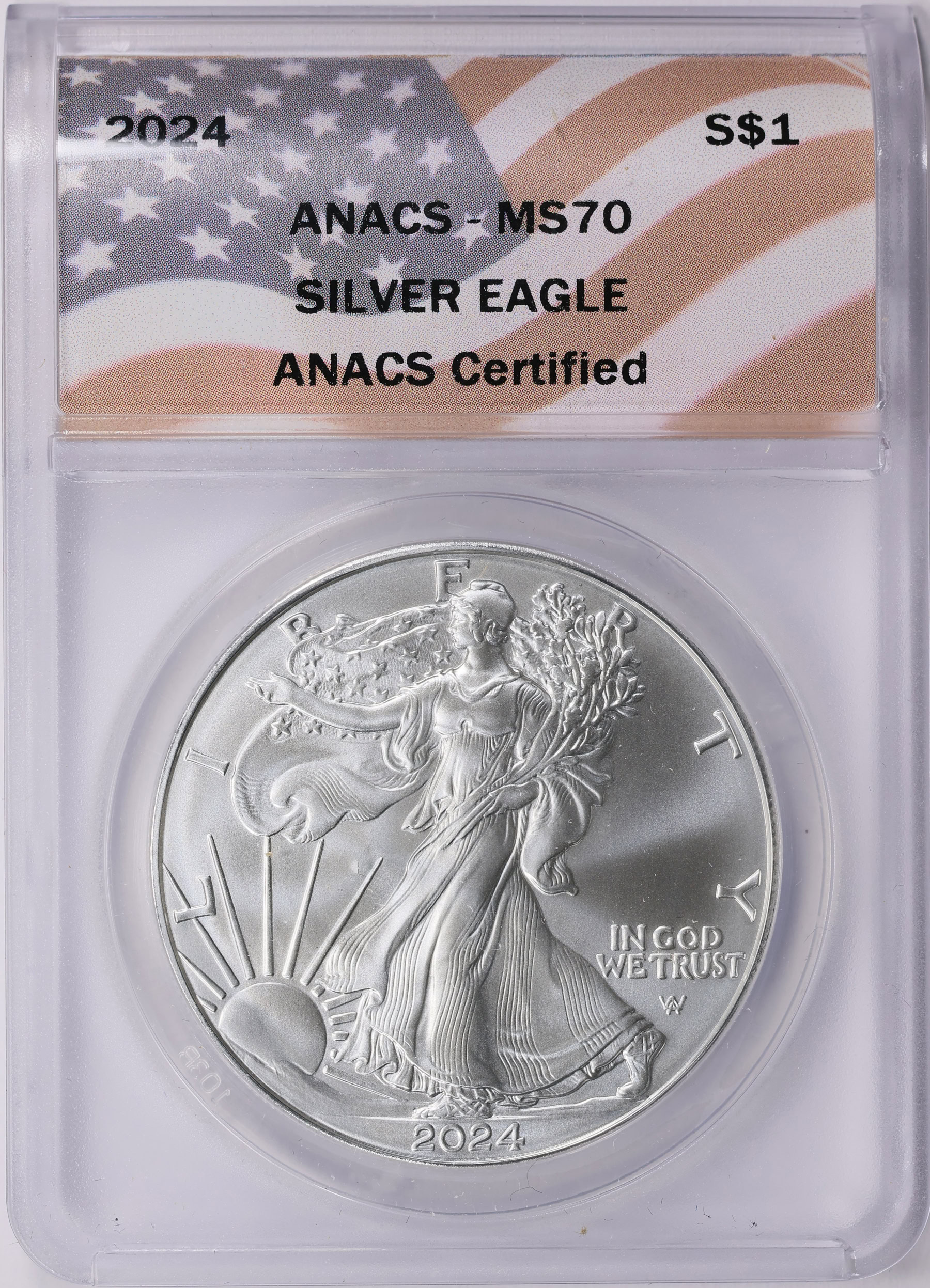 2024 $1 Silver Eagle ANACS MS-70 (Flag Label) | ANACS Cert ...