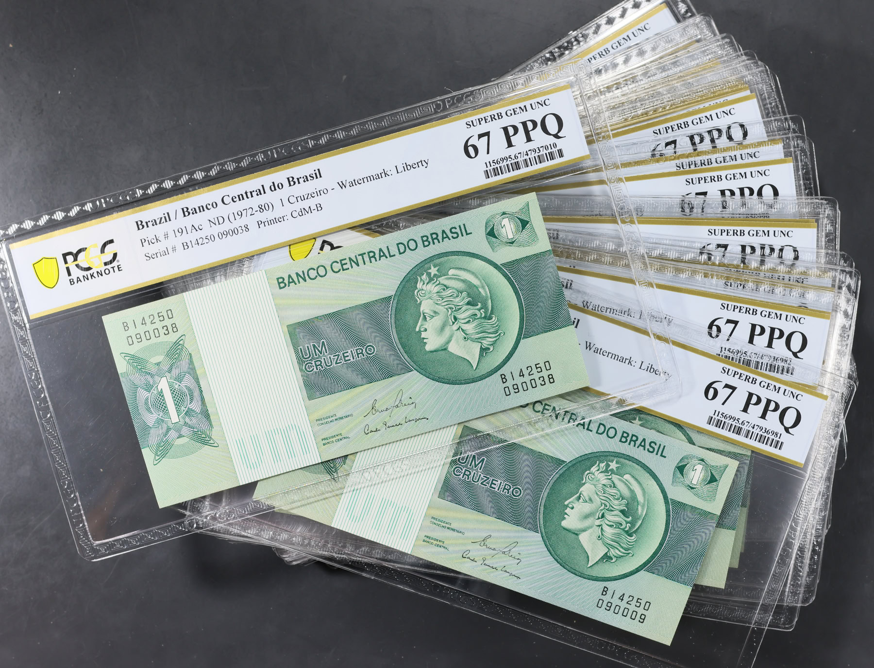 Brazil ND (1972-80) 1 Cruzeiro Banco Central do Brasil Notes Sequential ...