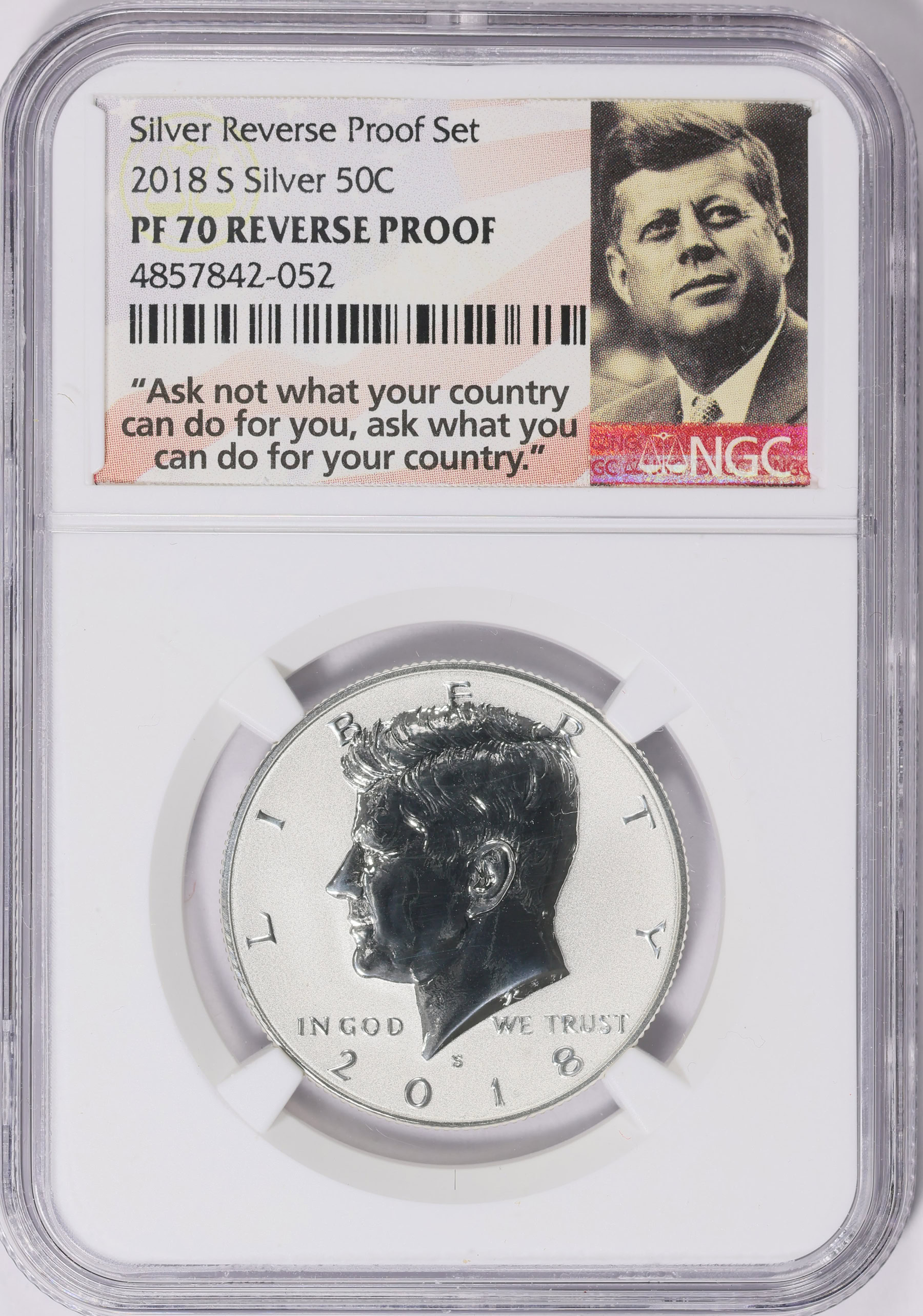 2018-S Kennedy Half Dollar Silver Reverse Proof (From the Reverse Proof ...