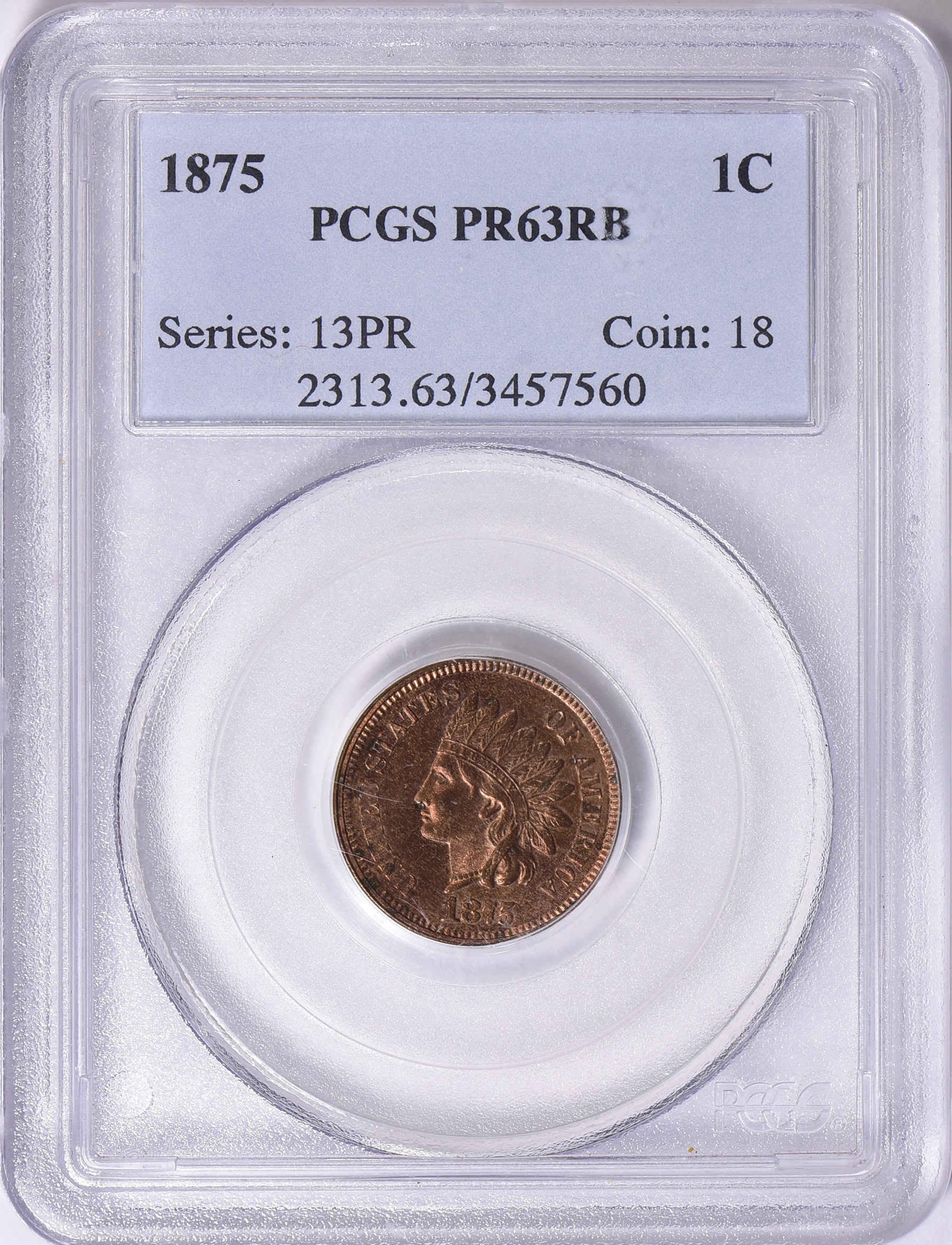 1875 Indian Cent PCGS Proof-63 RB (Item 1664141) | GreatCollections Coin Auctions