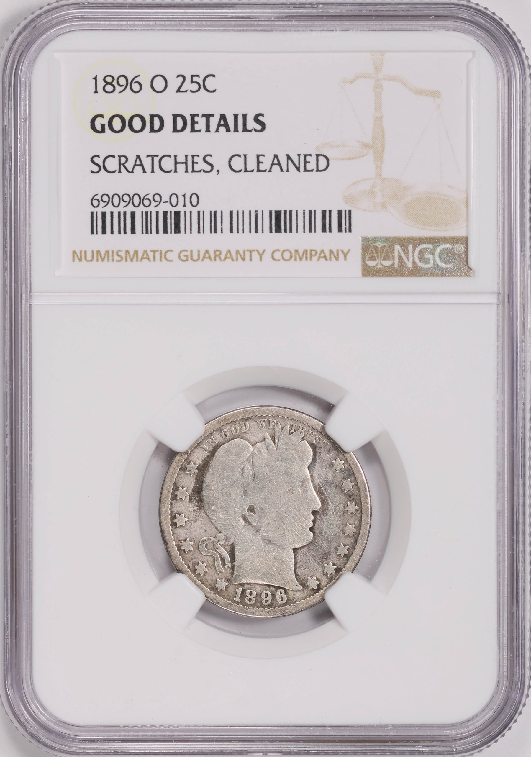 1896-O Barber Quarter NGC Good Details (Item 1664170) | GreatCollections Coin Auctions