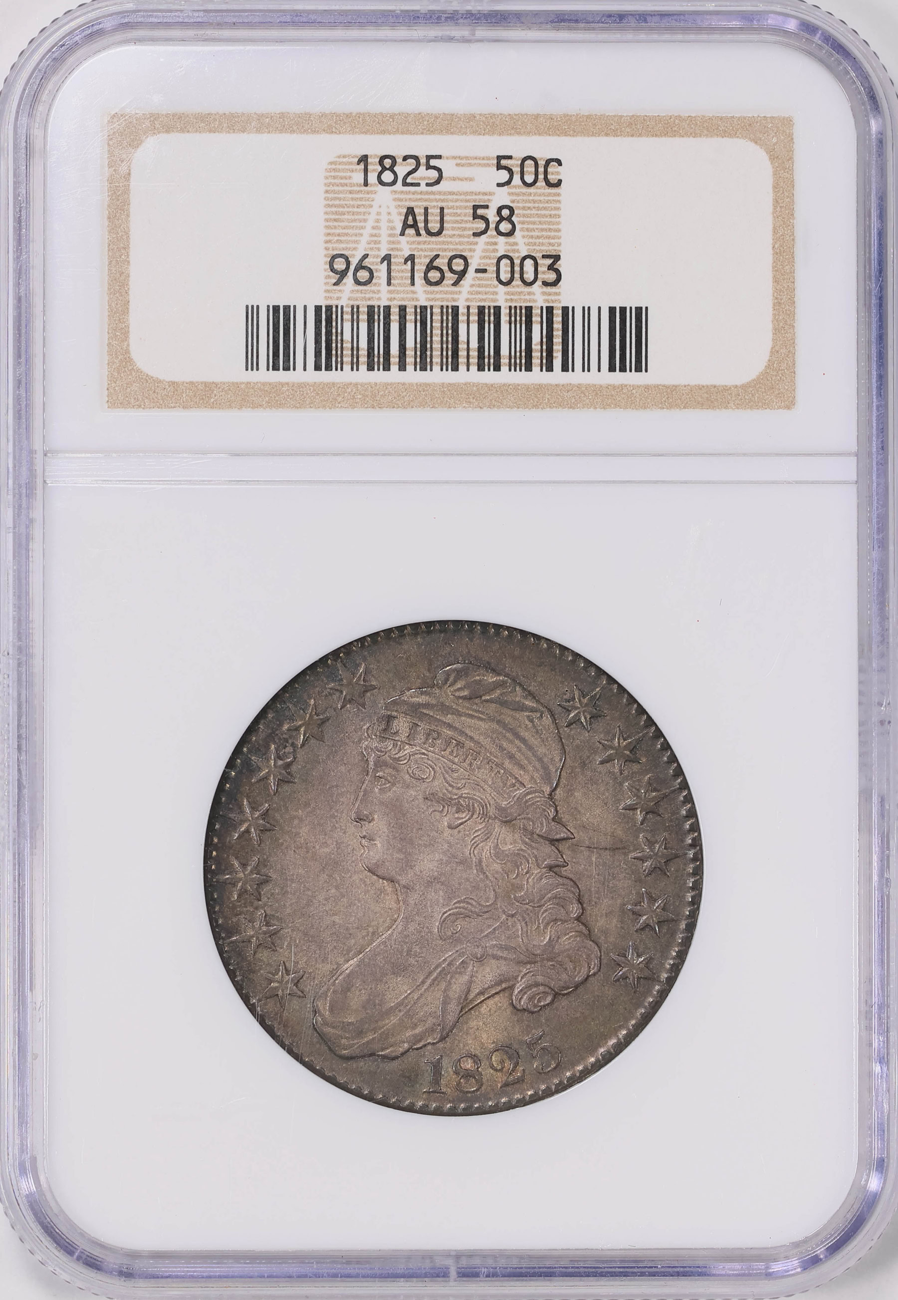 1825 Capped Bust Half Dollar NGC AU-58 (Toned) (Item 1664400) | GreatCollections Coin Auctions