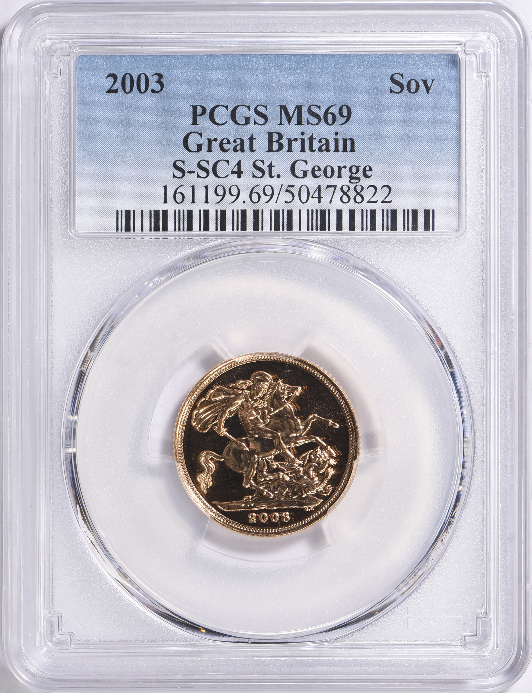 Great Britain 2003 Gold Sovereign St. George KM-1002 PCGS MS-69 (AGW ...
