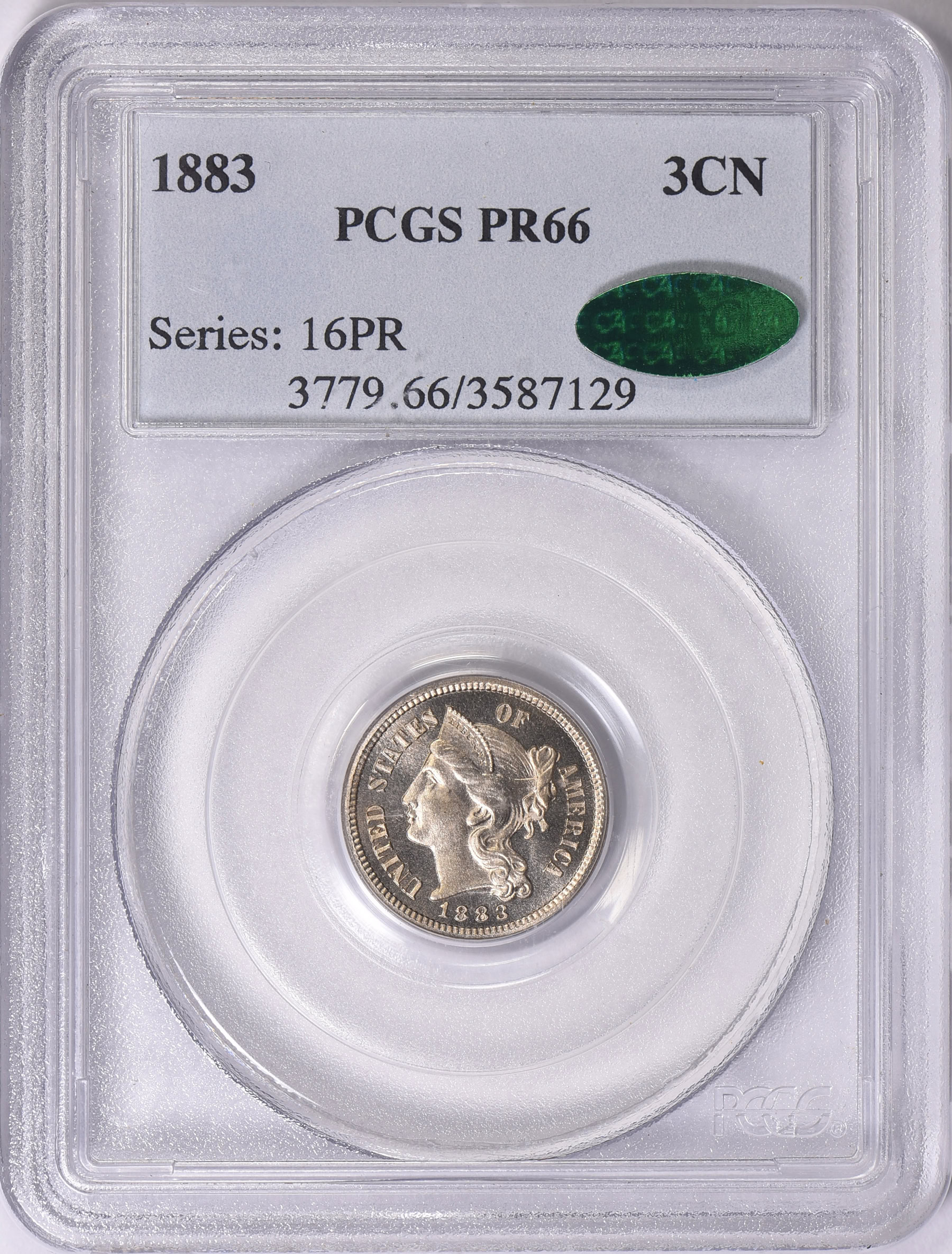 1883 Nickel Three-Cent Piece PCGS Proof-66 (CAC Green) (Item 1664752 ...