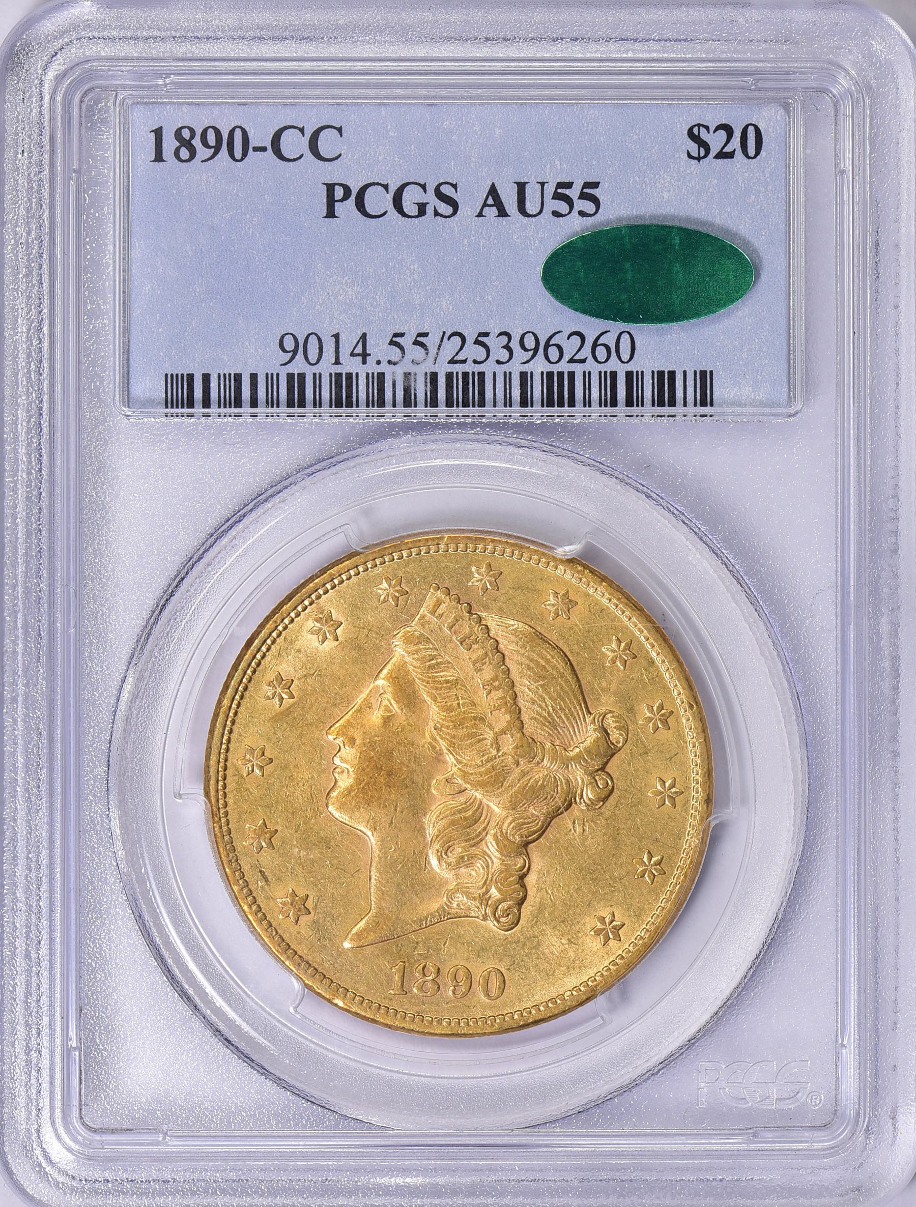 1890-CC Liberty Gold Double Eagle PCGS AU-55 (CAC Green) (Item 1664782) | GreatCollections Coin ...