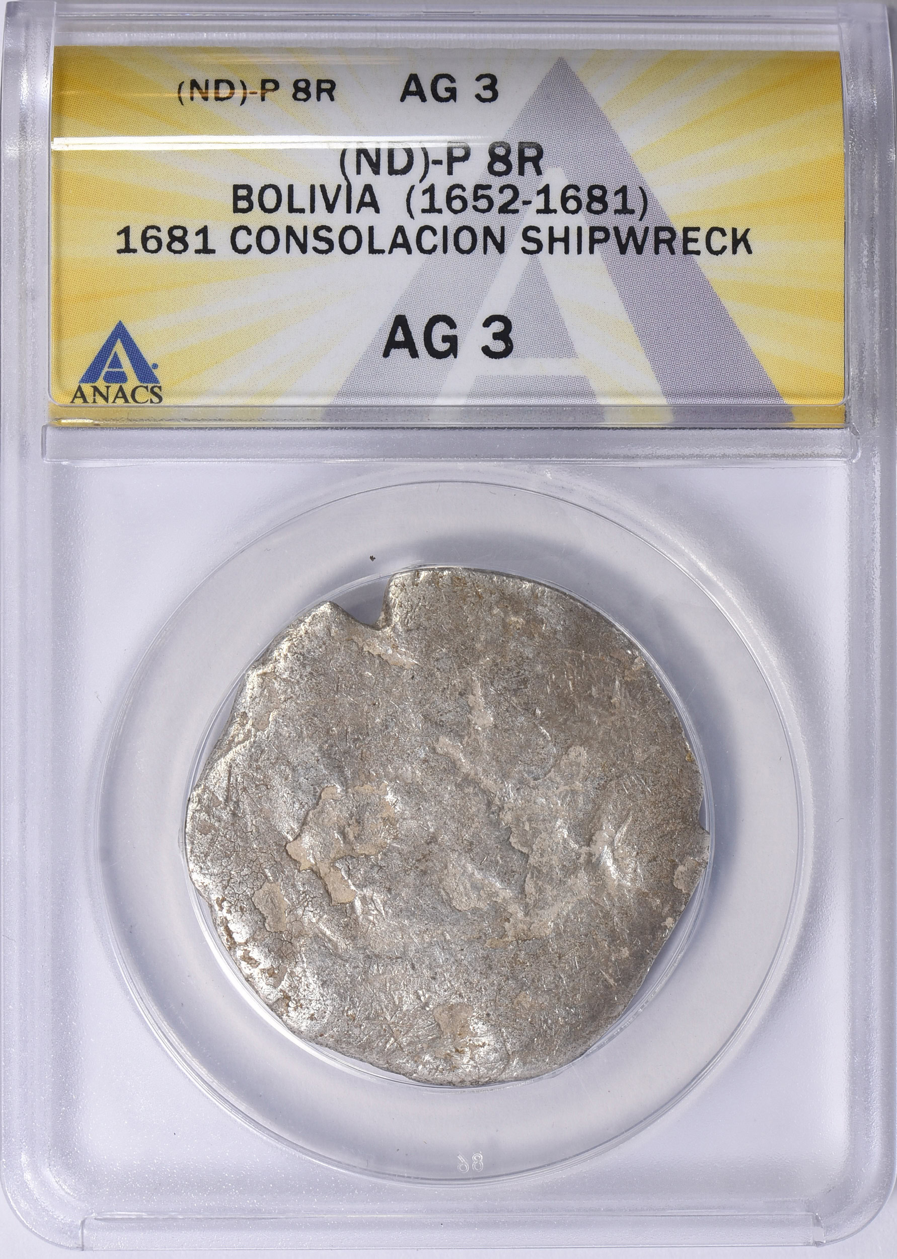 Bolivia ND (1652-81)-P Silver 8 Reales ANACS AG-03 (Consolacion ...