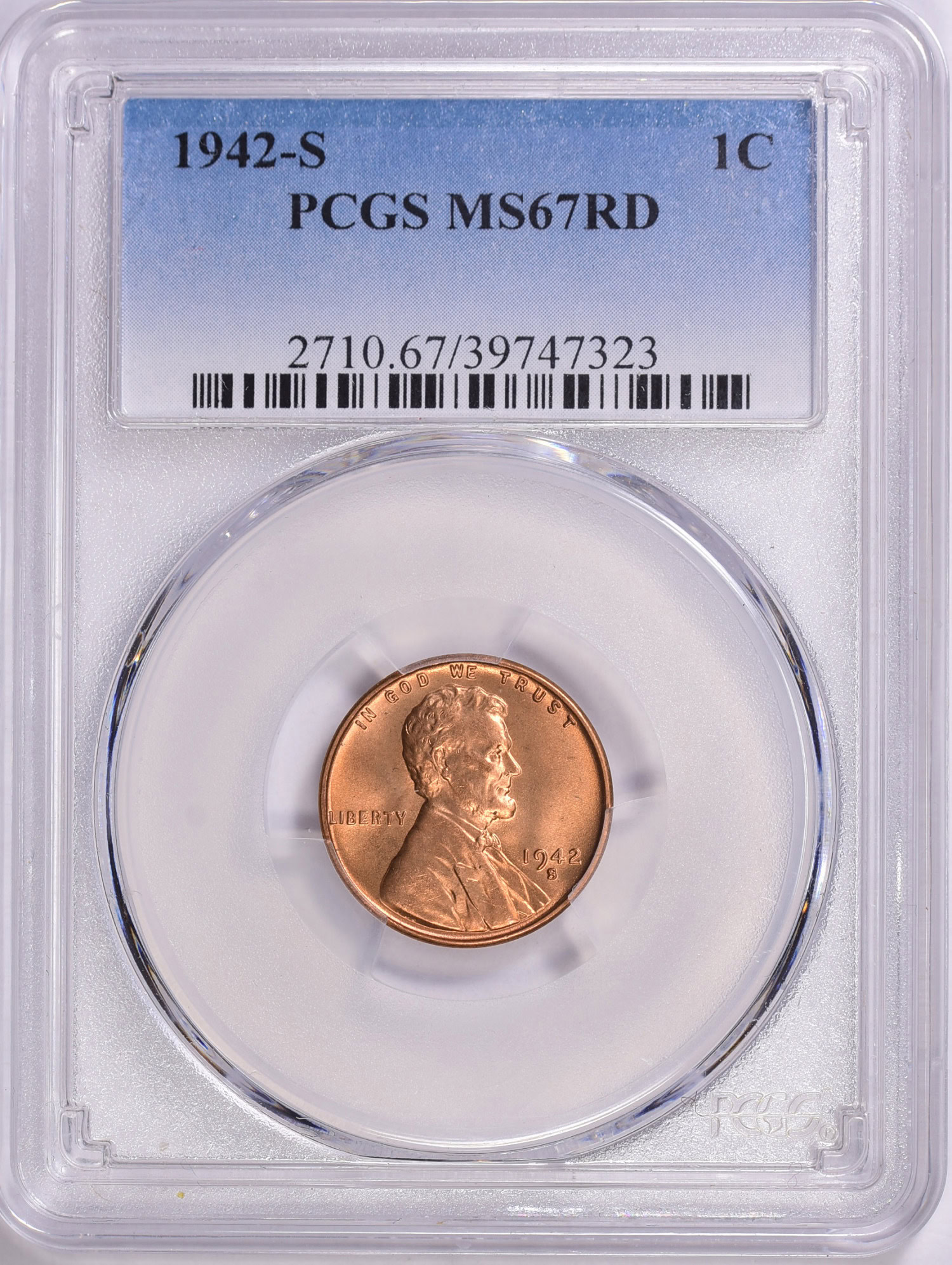 1942-S Lincoln Cent PCGS MS-67 RD (Item 1664870) | GreatCollections Coin Auctions