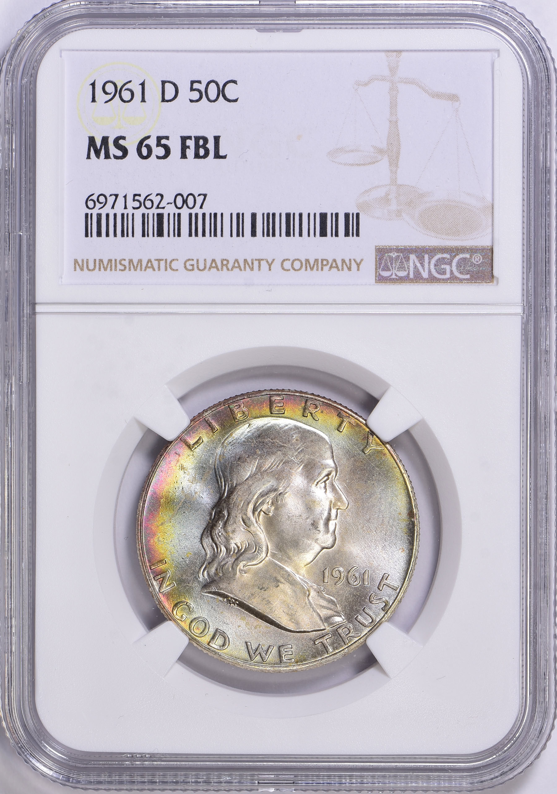 1961-D Franklin Half Dollar NGC MS-65 FBL (Toned) (Item 1665091 ...