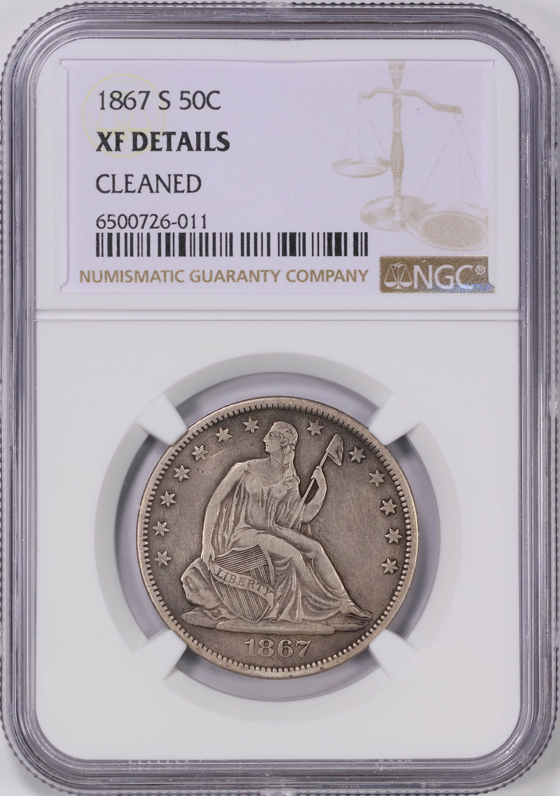 1867-S Seated Liberty Half Dollar NGC XF Details (Item 1665146) | GreatCollections Coin Auctions