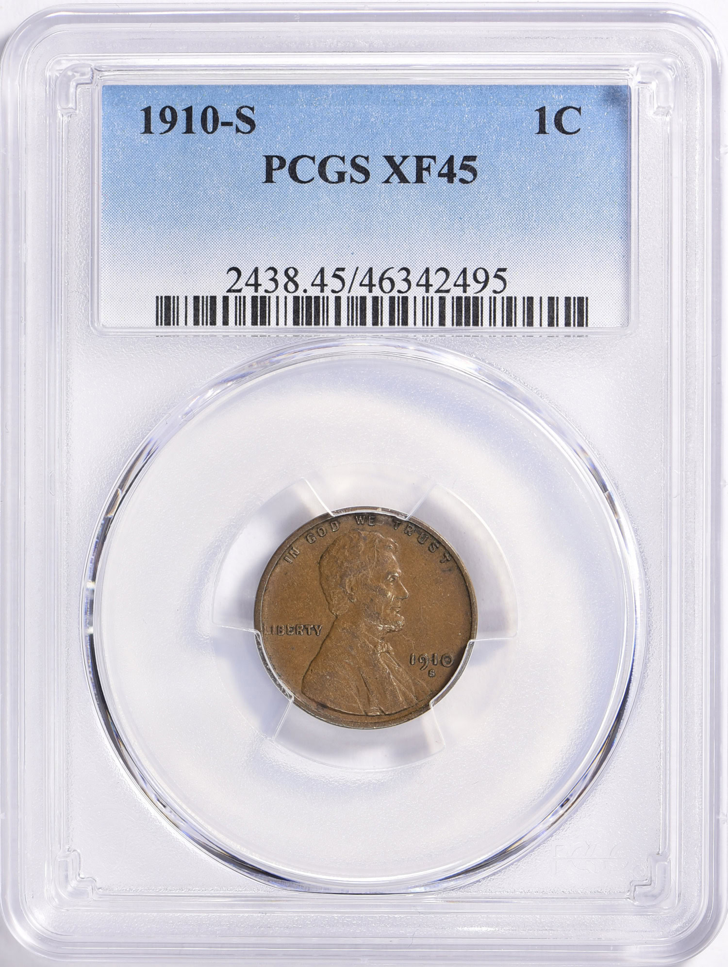 1910-S Lincoln Cent PCGS XF-45 BN (Item 1665162) | GreatCollections Coin Auctions