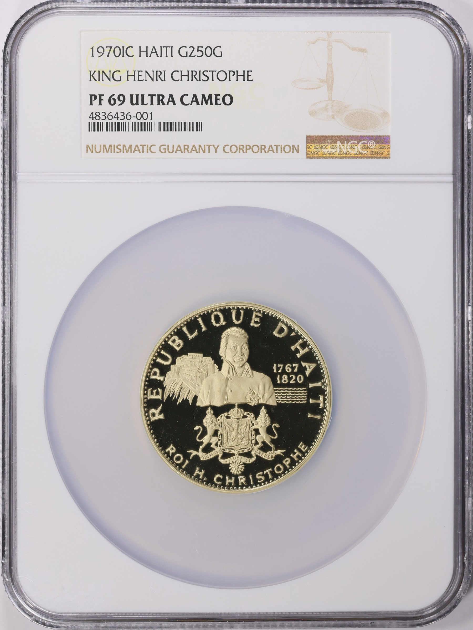 Haiti 1970-IC Gold 250 Gourdes Revolution 10th Anniversary NGC Proof-69 ...