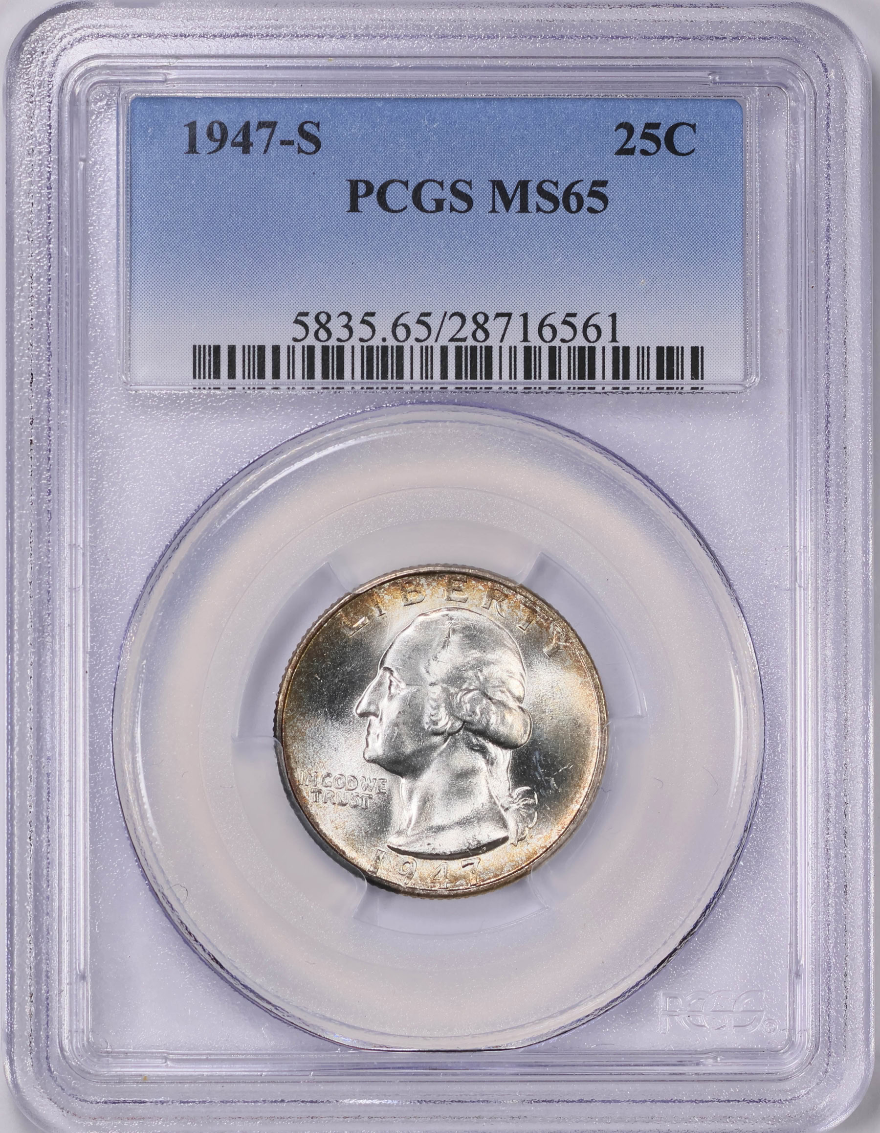 1947-S Washington Quarter PCGS MS-65 (Toned) (Item 1665287) | GreatCollections Coin Auctions