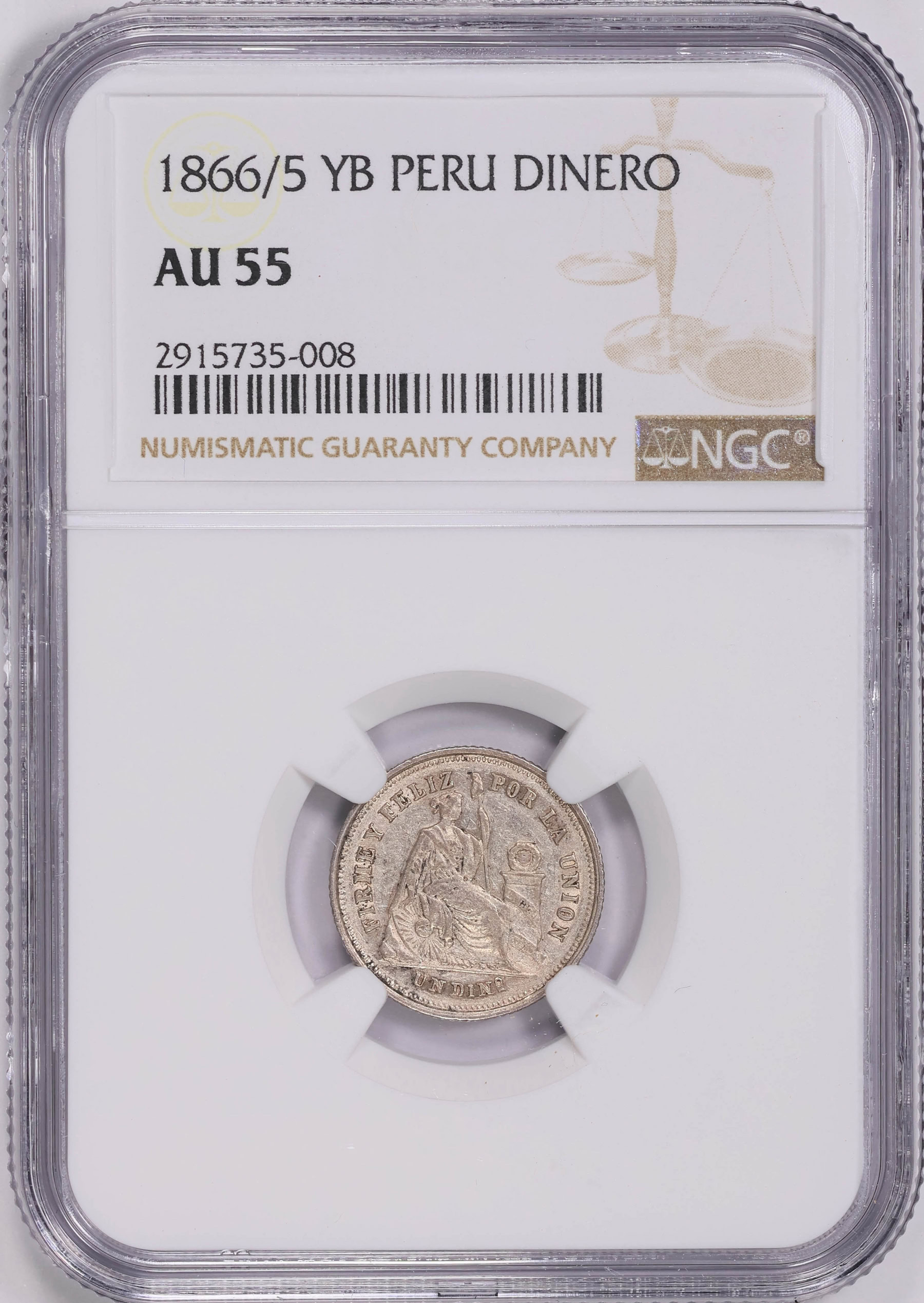 Peru 1866/5-YB Silver Dinero KM-190 NGC AU-55 | NGC Cert #2915735-008 ...
