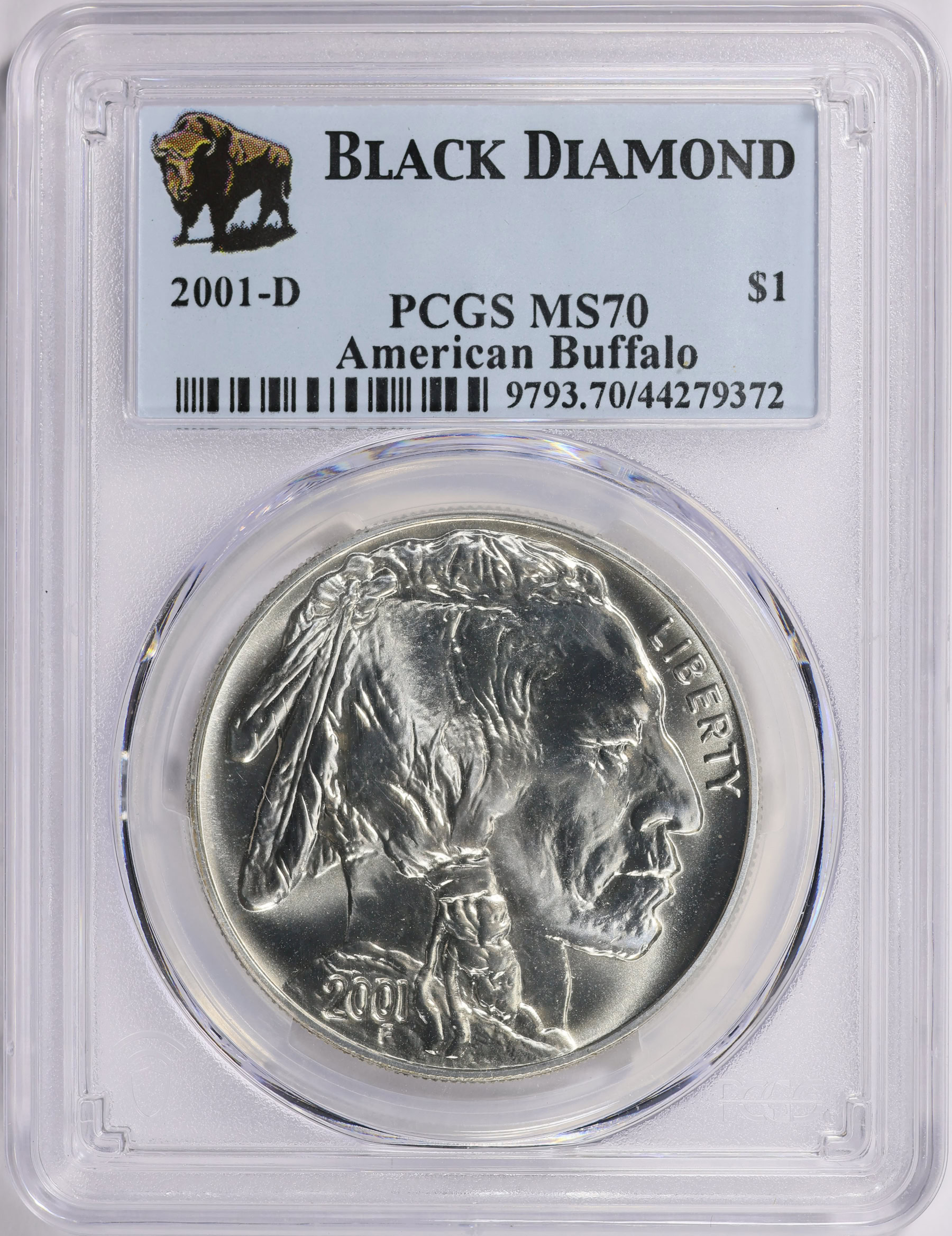 2001-D American Buffalo Silver Dollar PCGS MS-70 (Black Diamond Label ...
