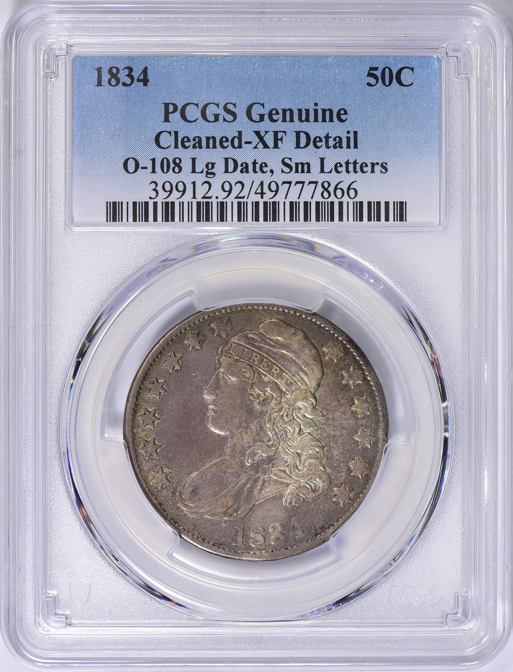 1834 Capped Bust Half Dollar Large Date, Small Letters Overton 108 PCGS ...