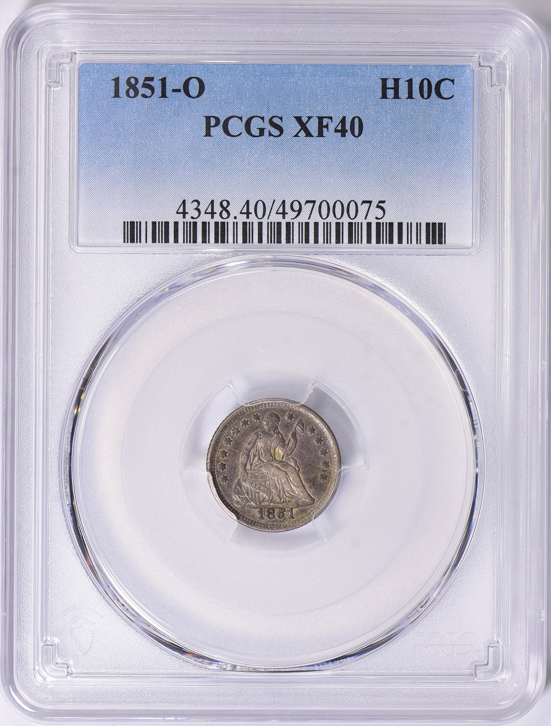 1851-O Seated Liberty Half Dime PCGS XF-40 (Item 1666044) | GreatCollections Coin Auctions