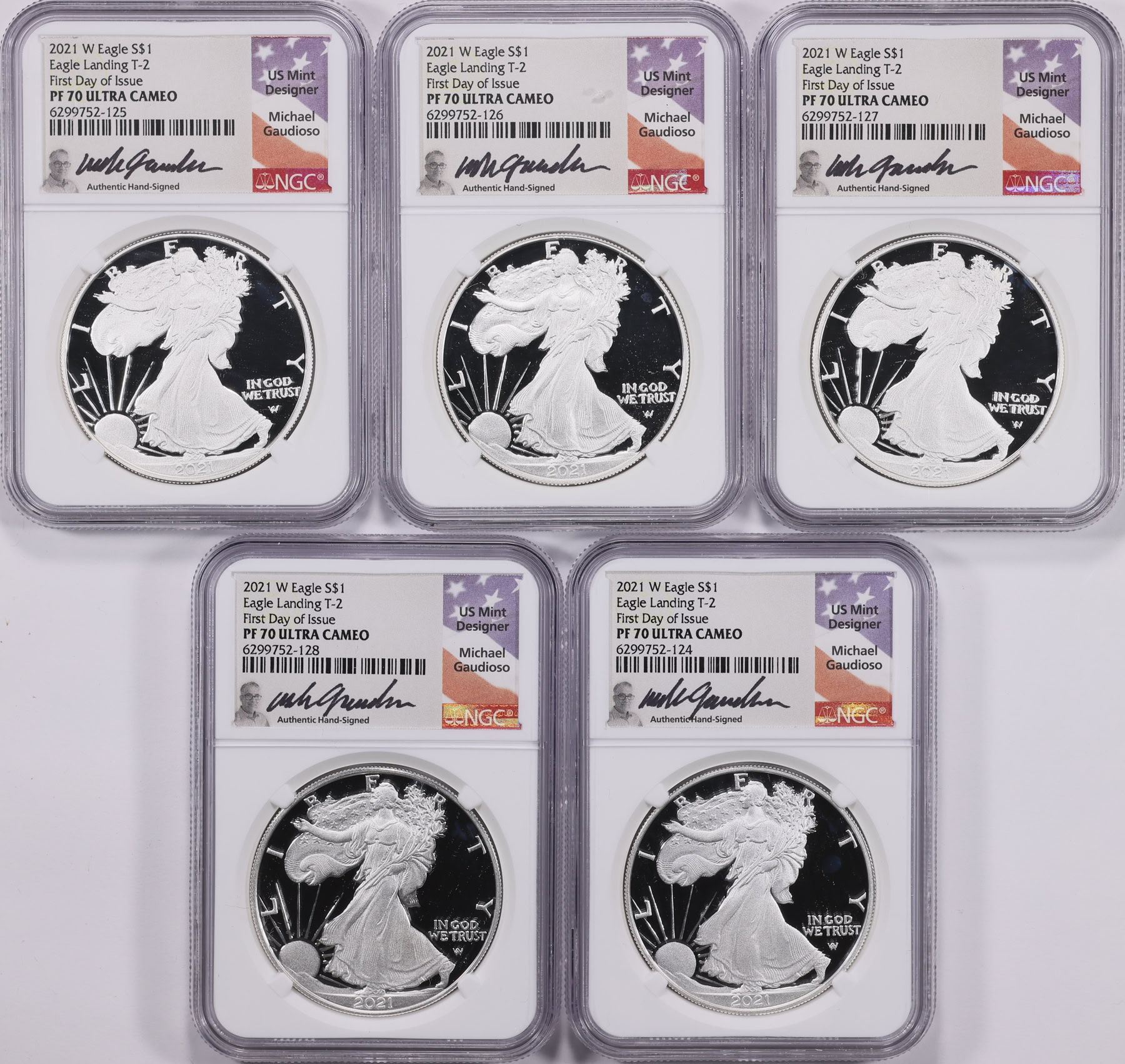 2021-W $1 Silver Eagle Type 2 First Day of Issue NGC Proof-70 UC (Michael Gaudioso Signed Label ...