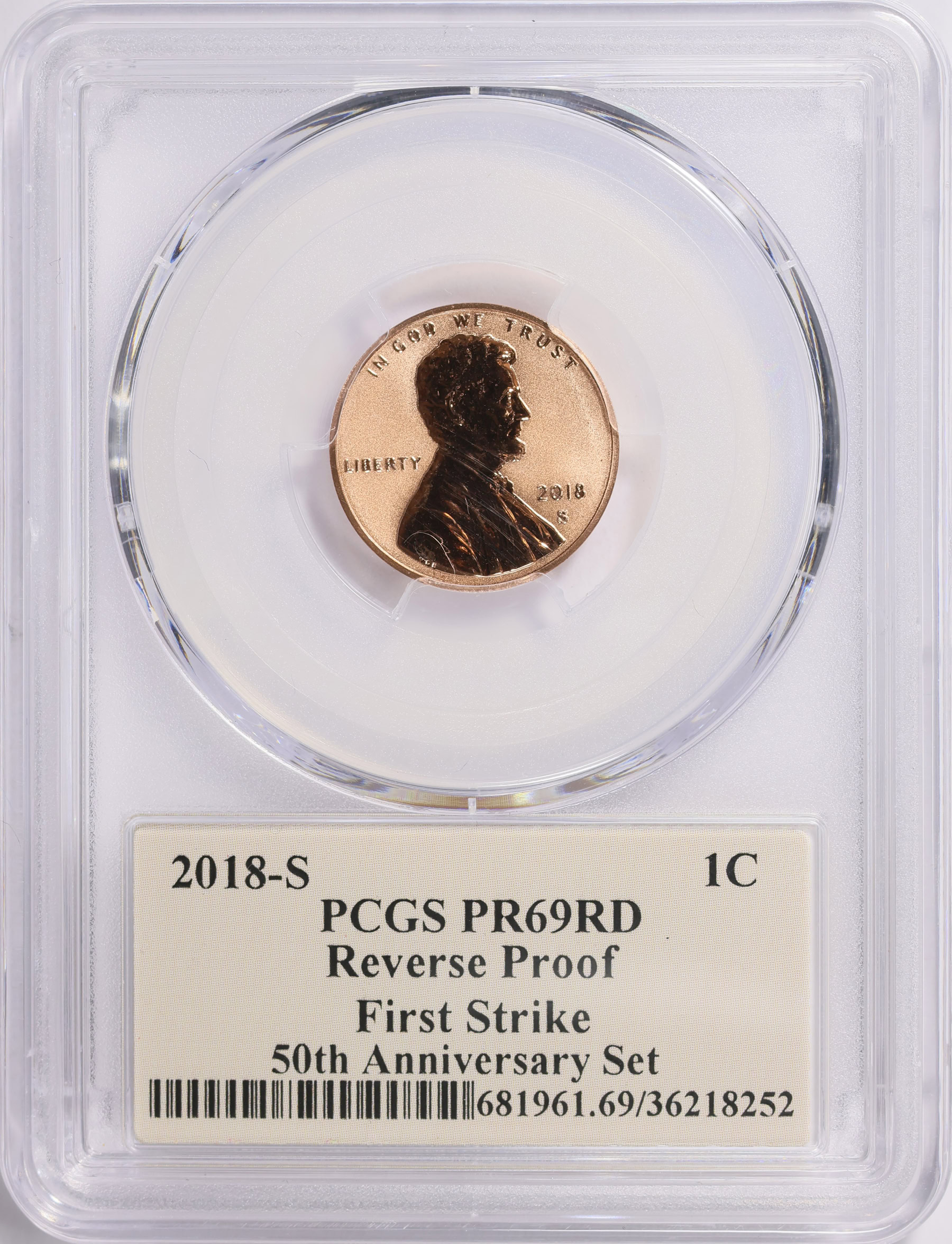 2018-S Lincoln Cent Shield Reverse Proof (From the Reverse Proof 50th ...