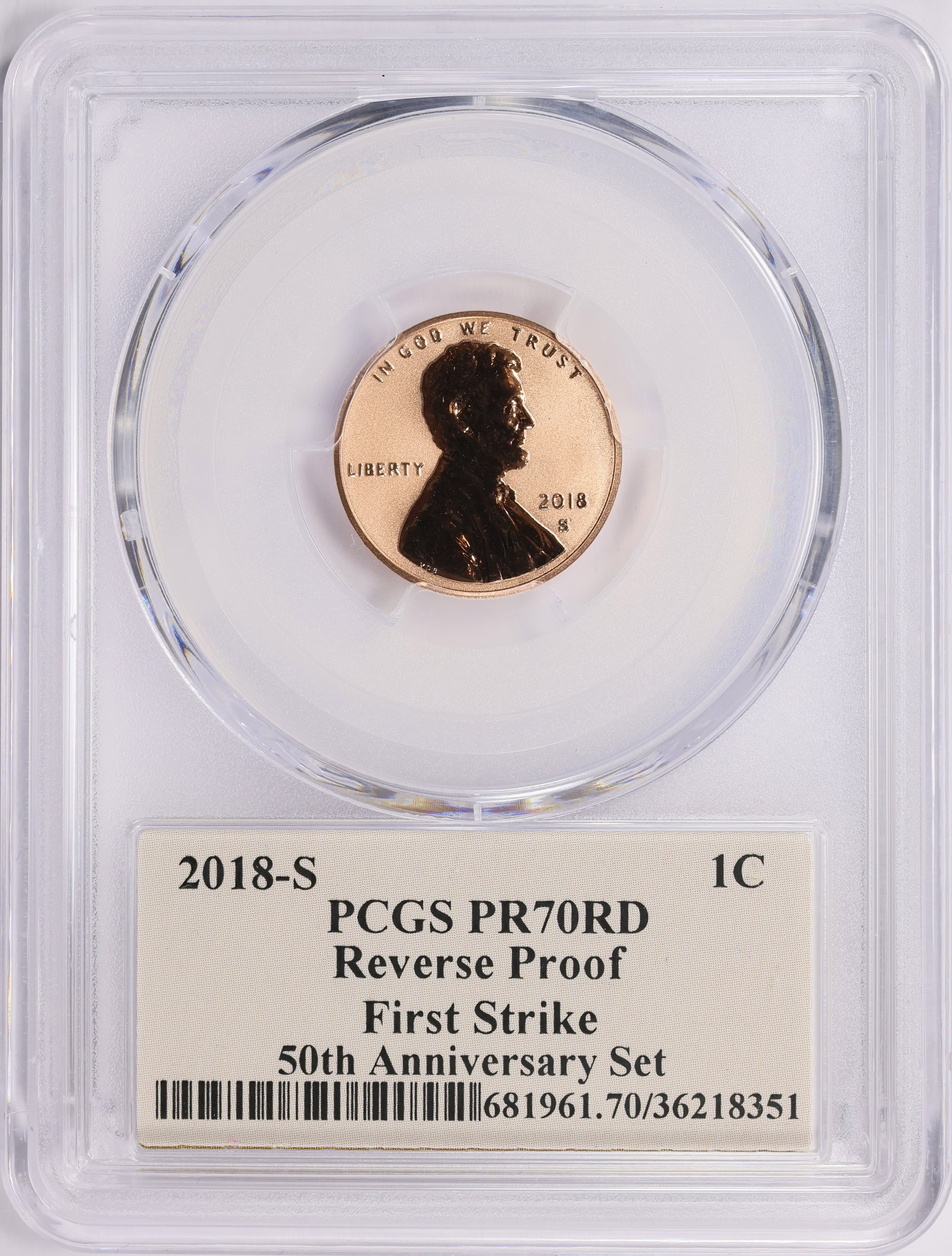 2018-S Lincoln Cent Shield Reverse Proof (From the Reverse Proof 50th ...