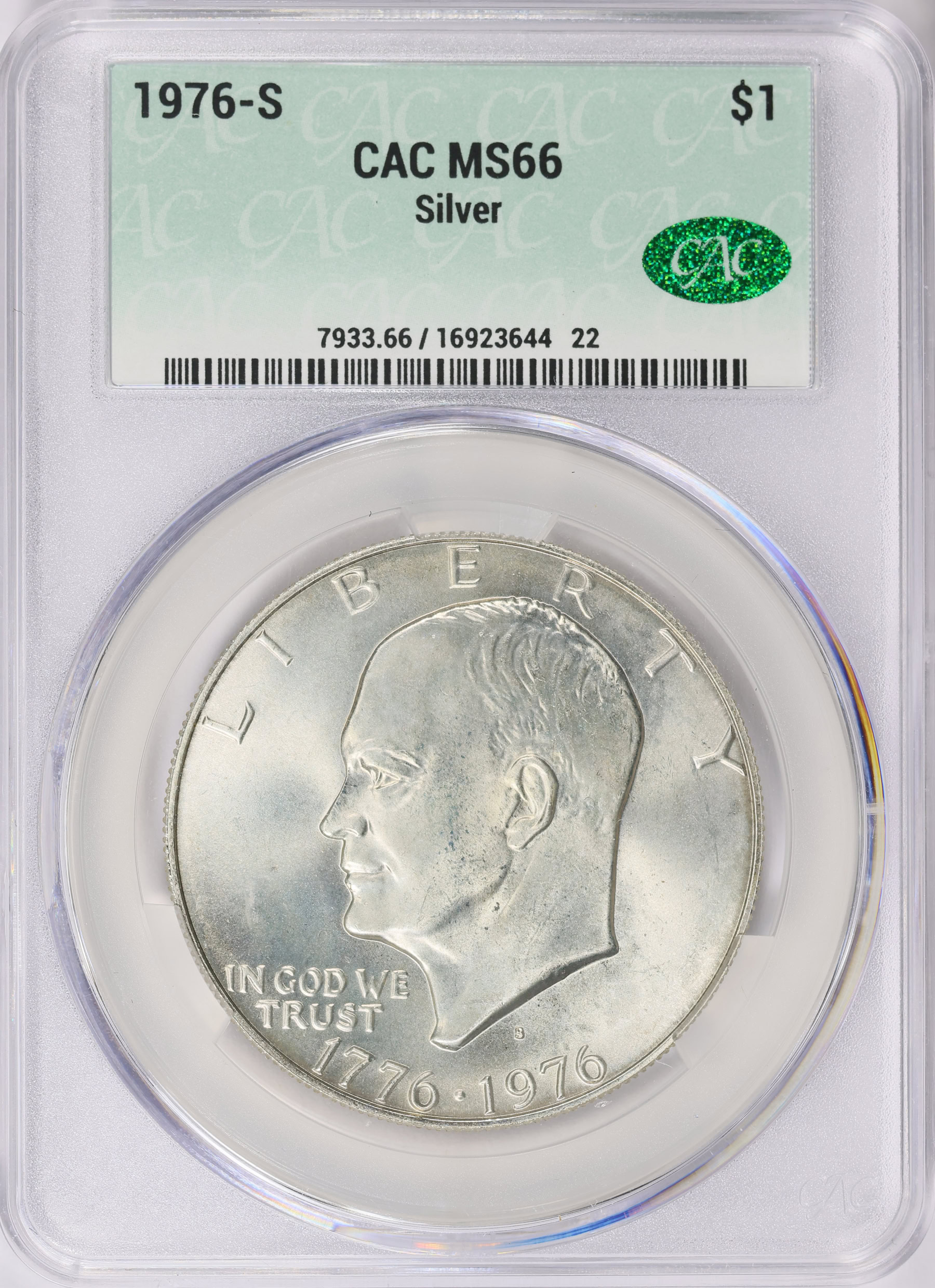 1976-S Eisenhower Dollar Silver CACG MS-66 (Item 1666542) | GreatCollections Coin Auctions