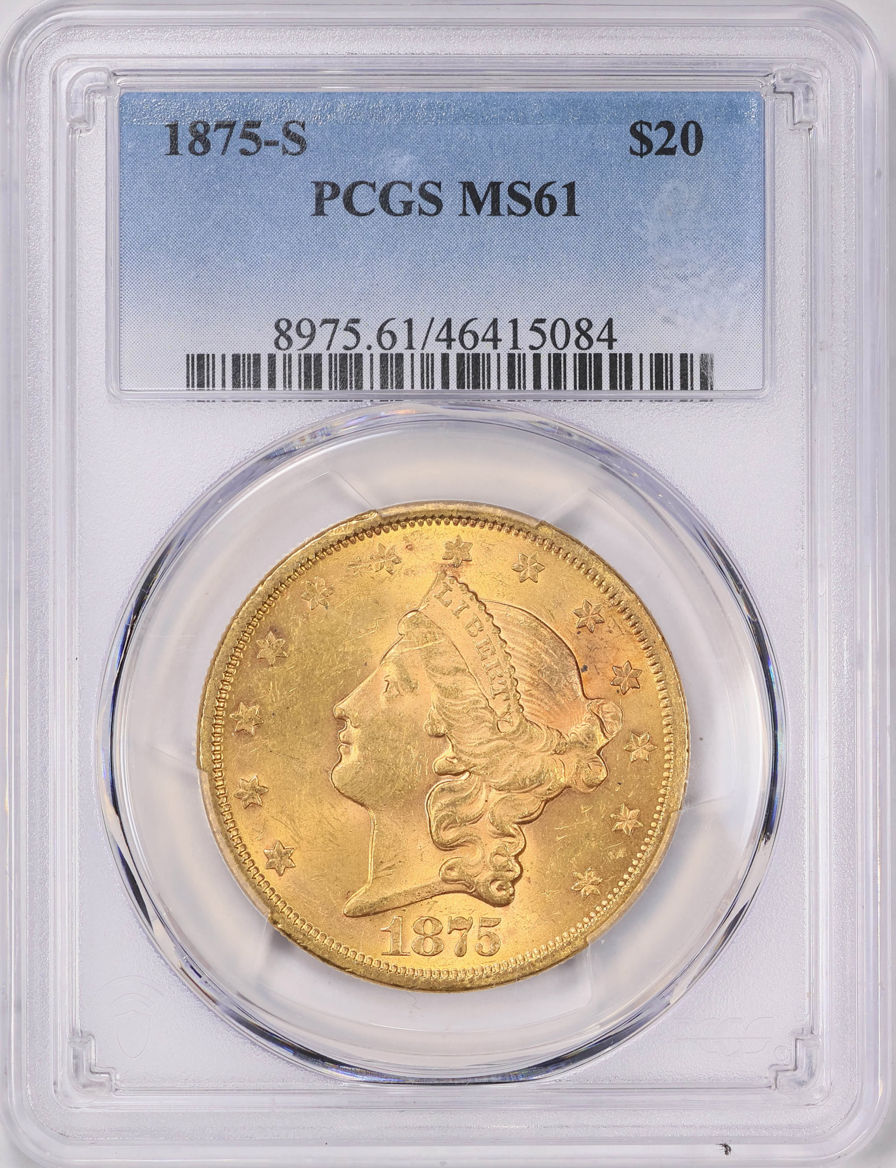 1875-S Liberty Gold Double Eagle PCGS MS-61 (Item 1666557) | GreatCollections Coin Auctions
