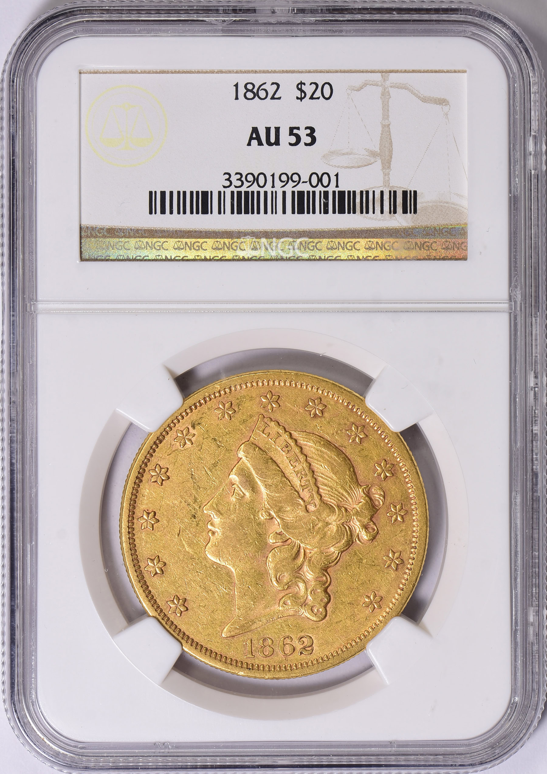1862 Liberty Gold Double Eagle NGC AU-53 (Item 1666603 ...