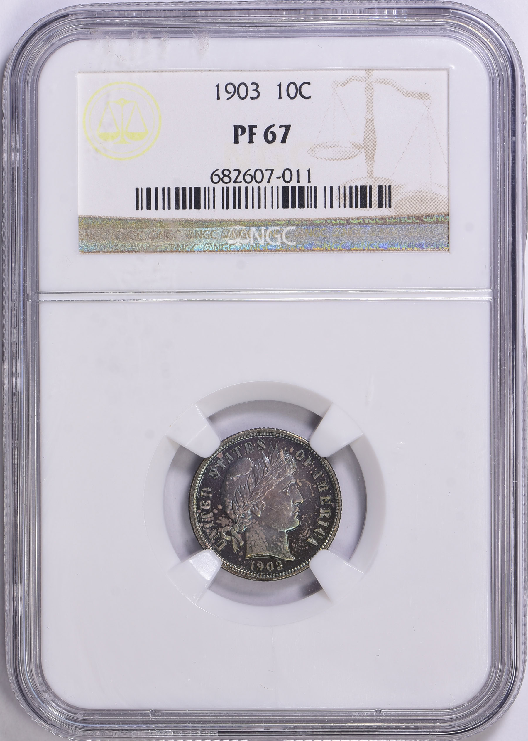 1903 Barber Dime NGC Proof-67 (Toned) (Item 1666615) | GreatCollections ...