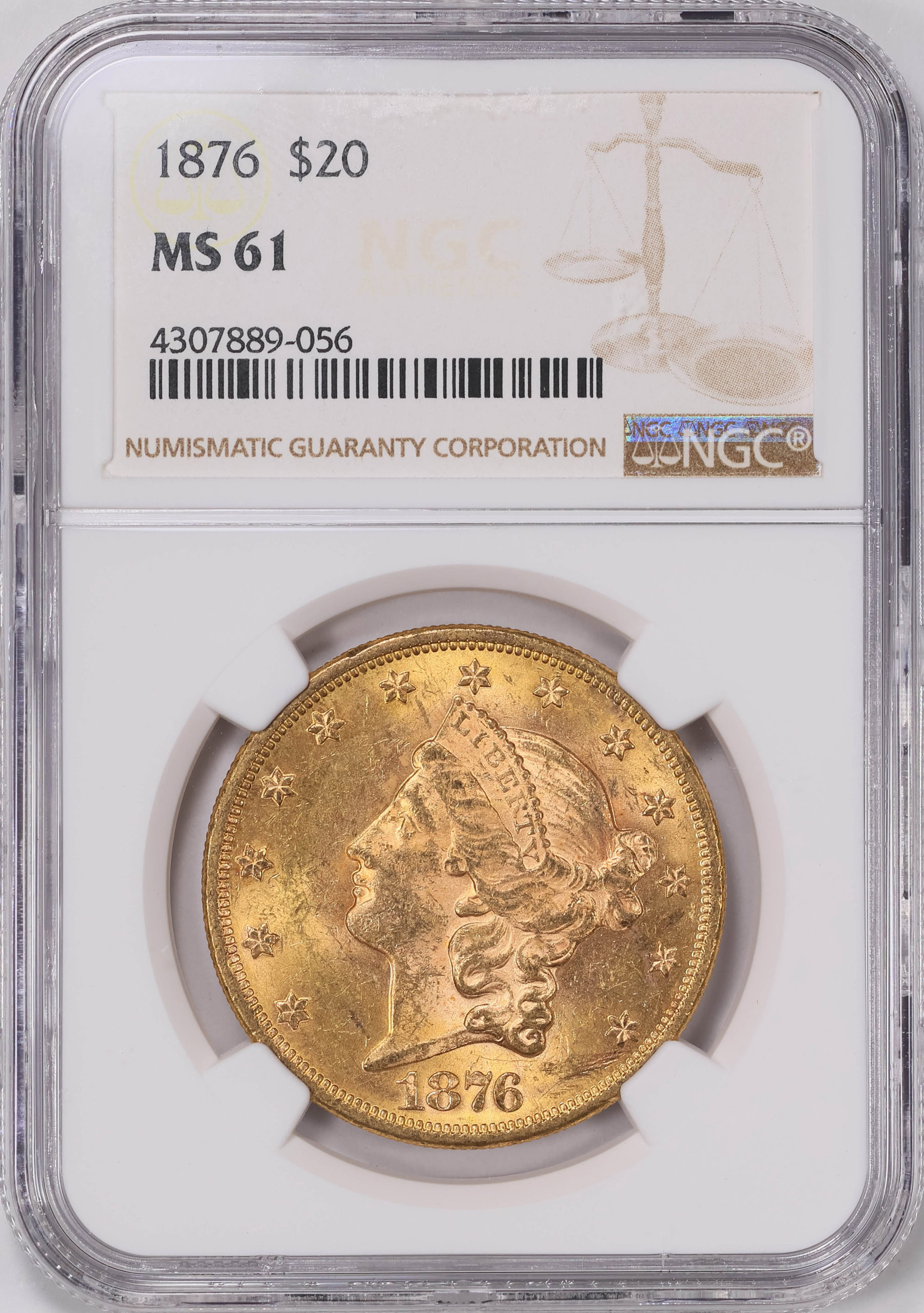 1876 Liberty Gold Double Eagle NGC MS-61 (Item 1666642) | GreatCollections Coin Auctions