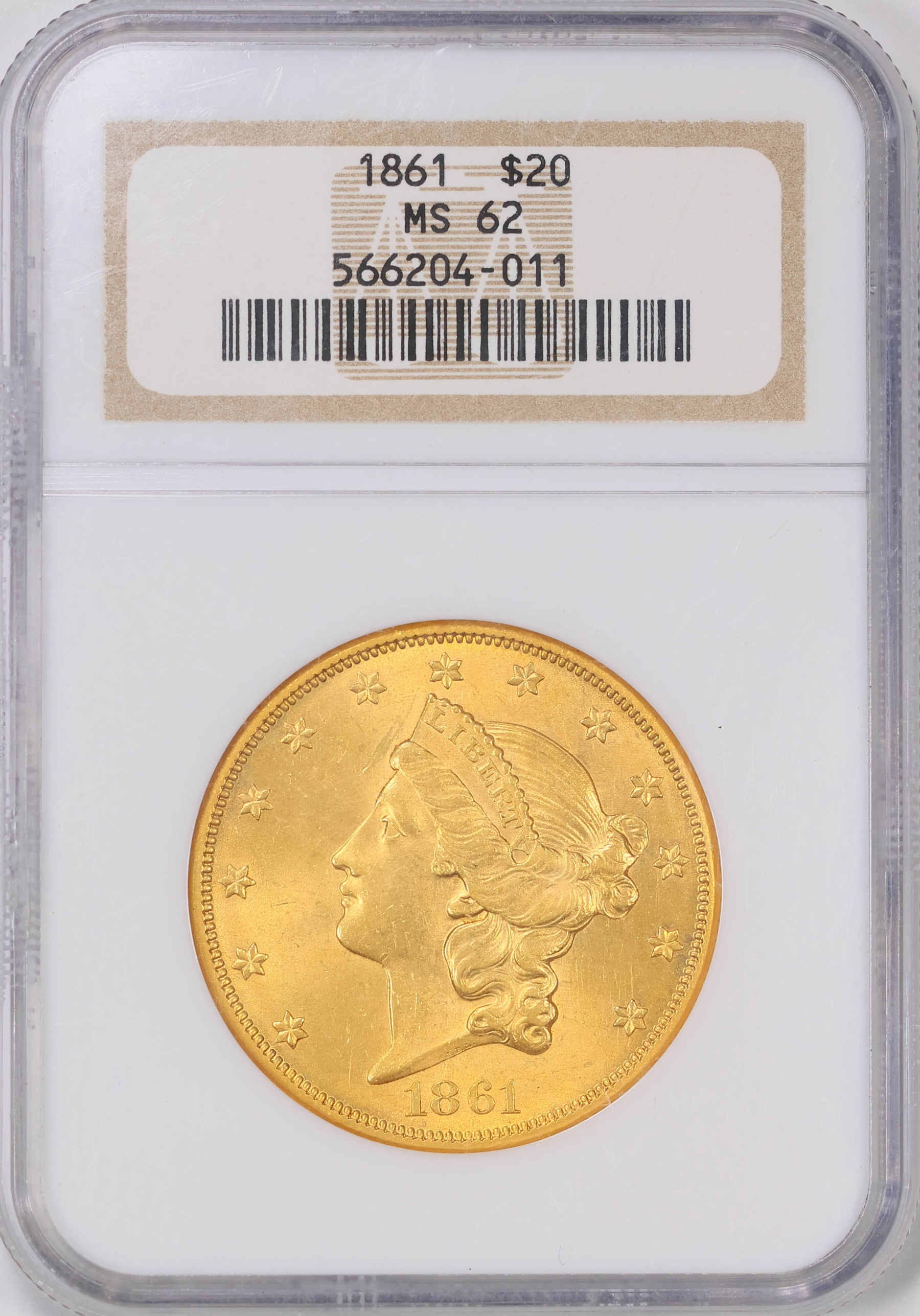 1861 Liberty Gold Double Eagle NGC MS-62 (Item 1666644) | GreatCollections Coin Auctions