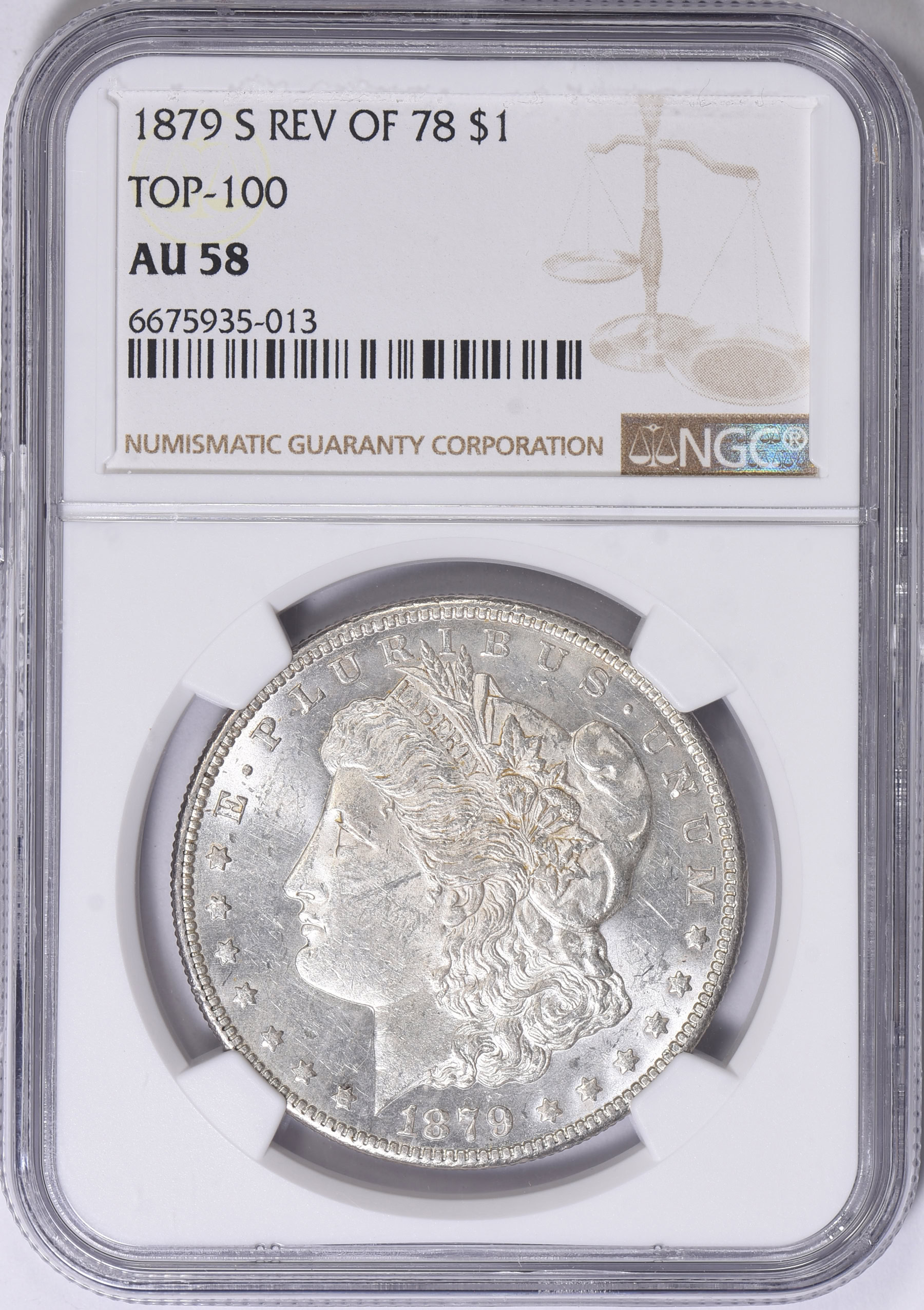 1879-S Morgan Silver Dollar Reverse of 1878 Top 100 NGC AU-58 (Item 1666736) | GreatCollections ...