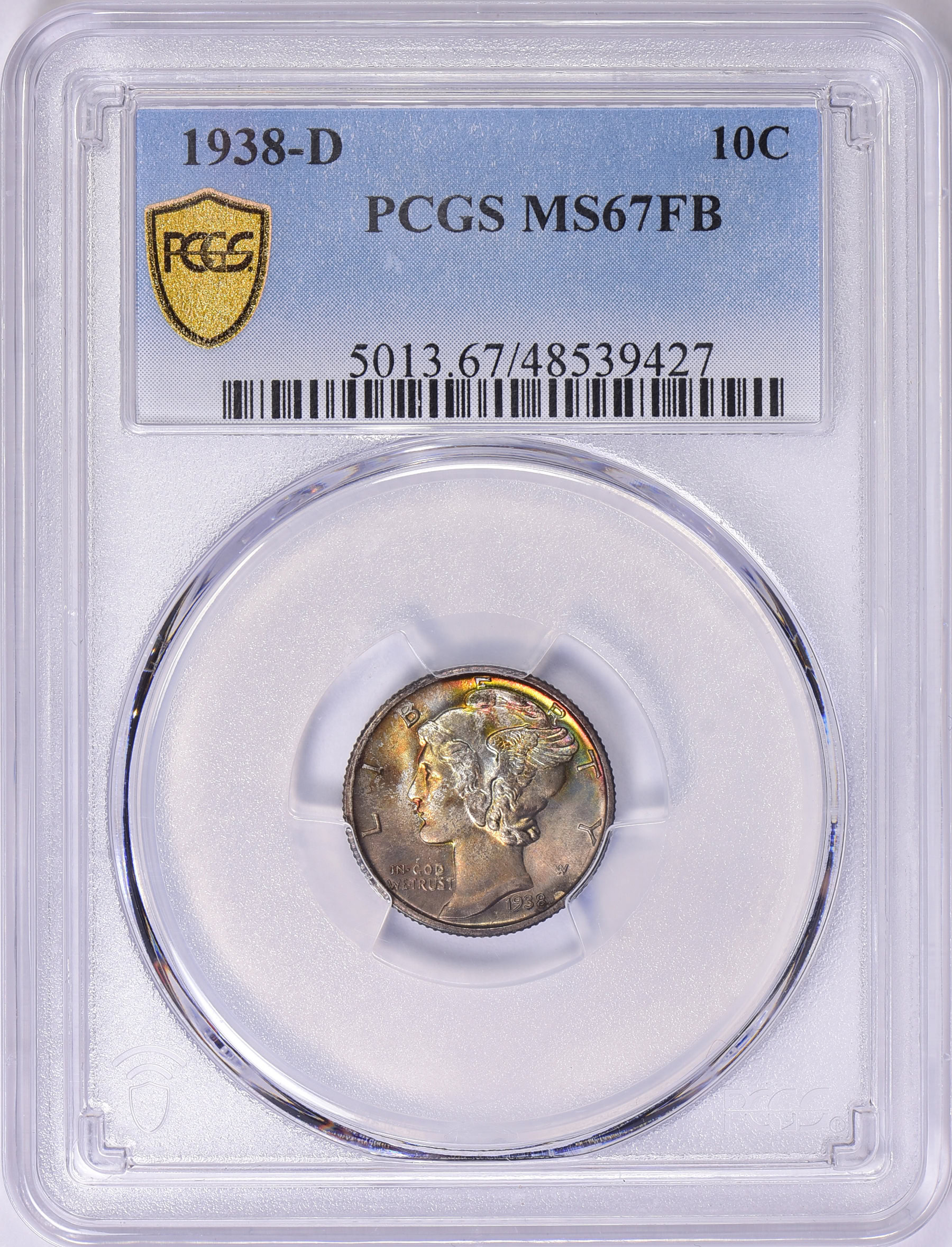 1938-D Mercury Dime PCGS MS-67 FB (Toned) (Item 1666748) | GreatCollections Coin Auctions