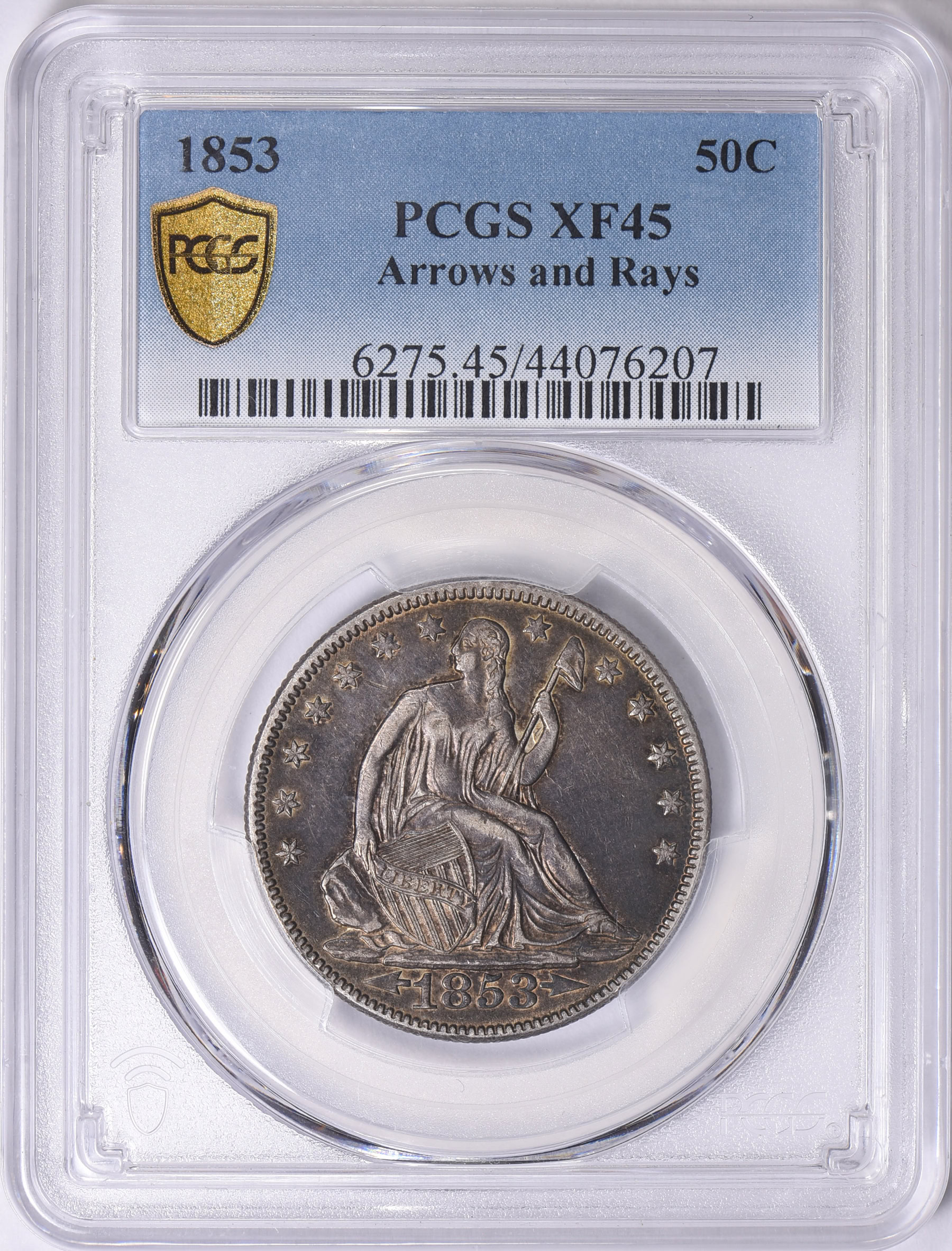 1853 Seated Liberty Half Dollar Arrows and Rays PCGS XF-45 (Item 1666774) | GreatCollections ...
