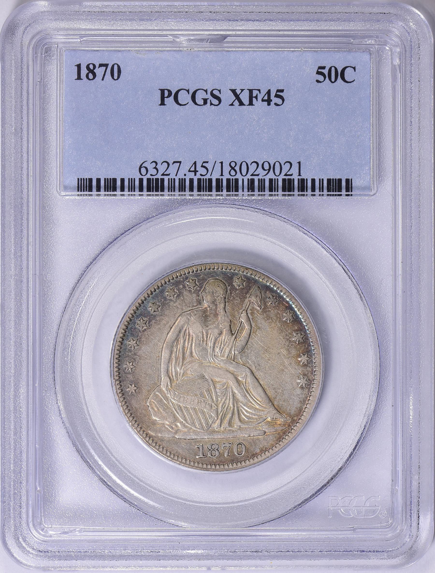 1870 Seated Liberty Half Dollar PCGS XF-45 (Toned) (Item 1666776) | GreatCollections Coin Auctions