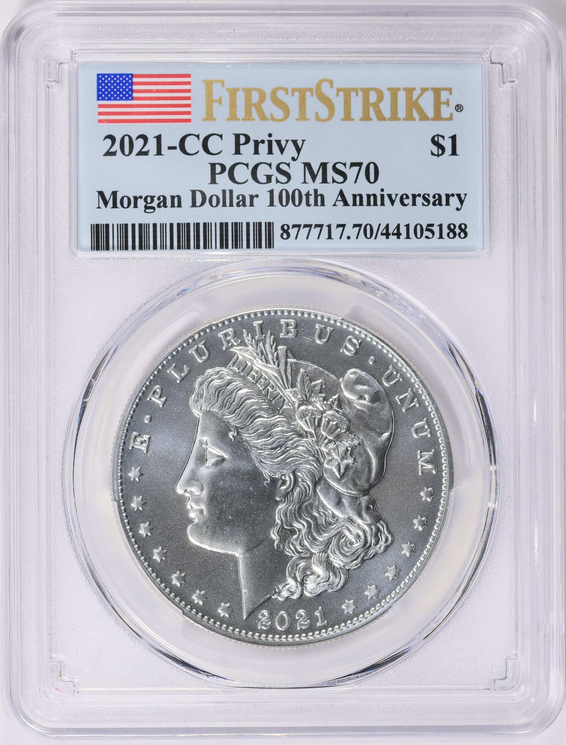 2021-CC Morgan Silver Dollar CC Privy 100th Anniversary First Strike PCGS MS-70 (Item 1666939 ...