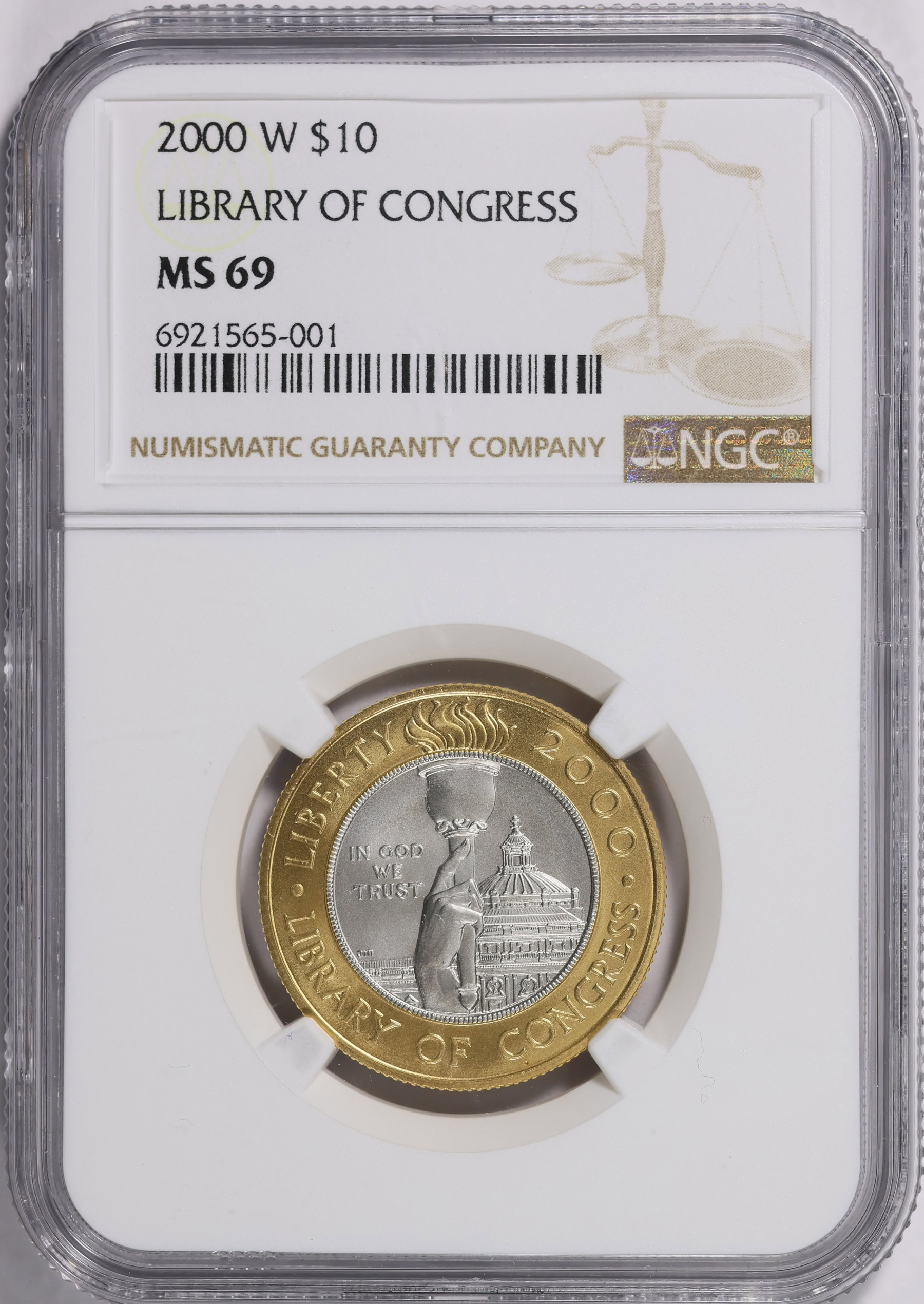 2000-W Library of Congress Bicentennial Bi-Metallic $10 NGC MS-69 (Item ...