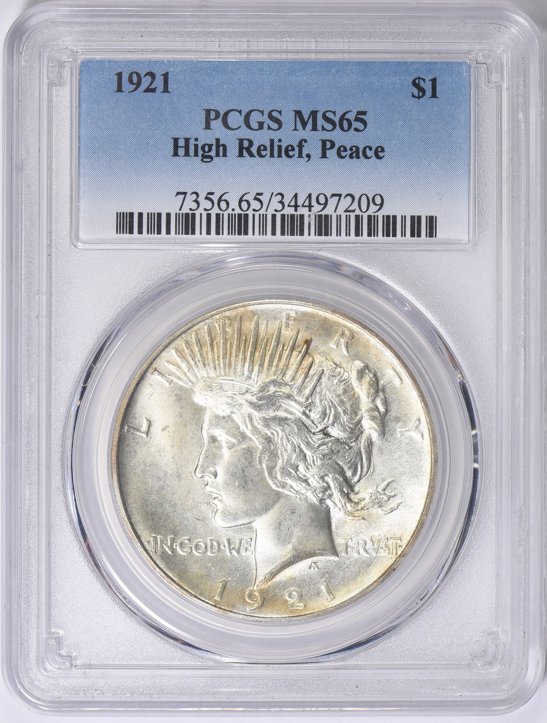 1921 Peace Silver Dollar High Relief PCGS MS-65 (Item 1667065) | GreatCollections Coin Auctions