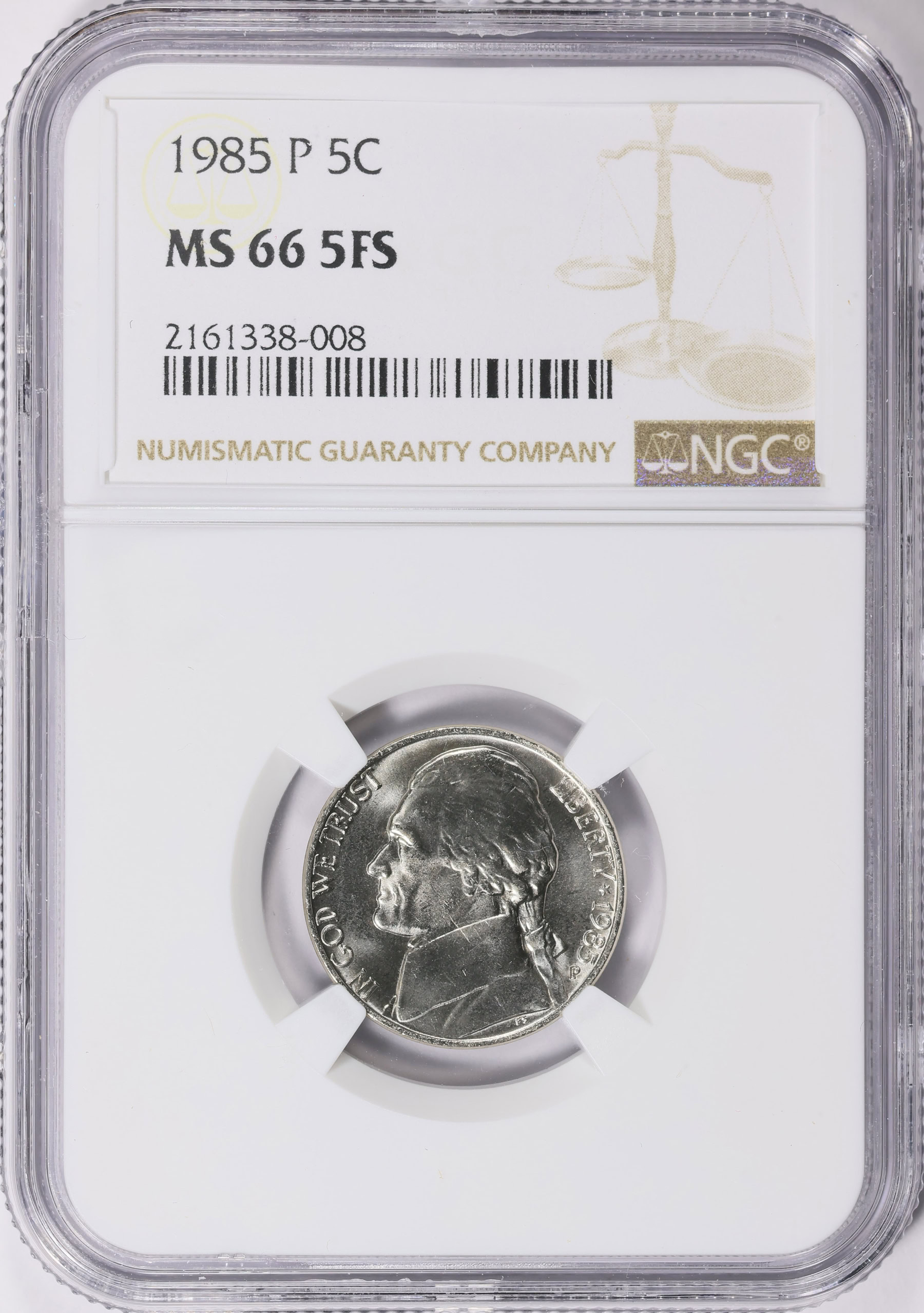 1985-P Jefferson Nickel NGC MS-66 5FS (Item 1667083) | GreatCollections ...