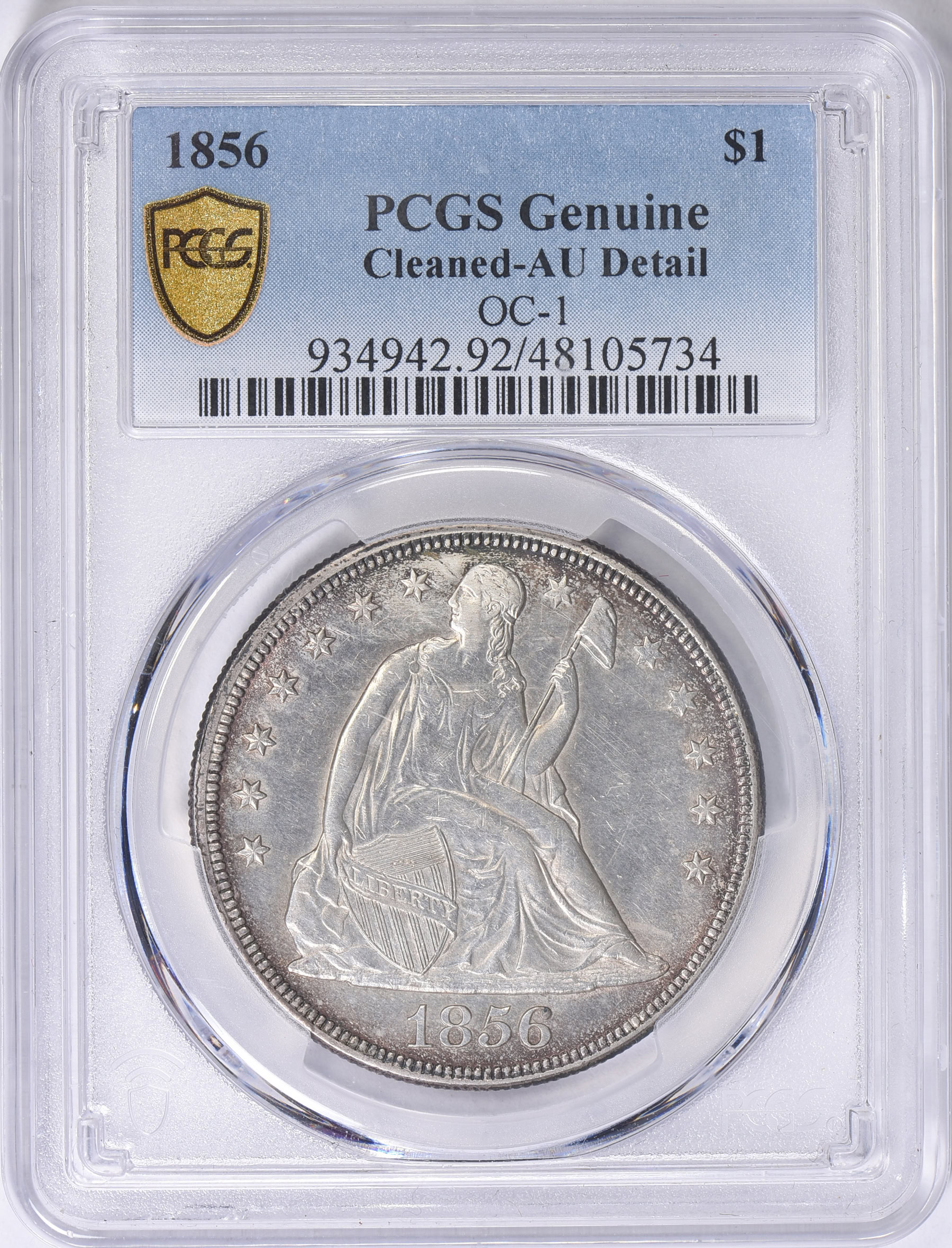 1856 Seated Liberty Silver Dollar OC-1 PCGS Genuine AU Details (Item 1667110) | GreatCollections ...