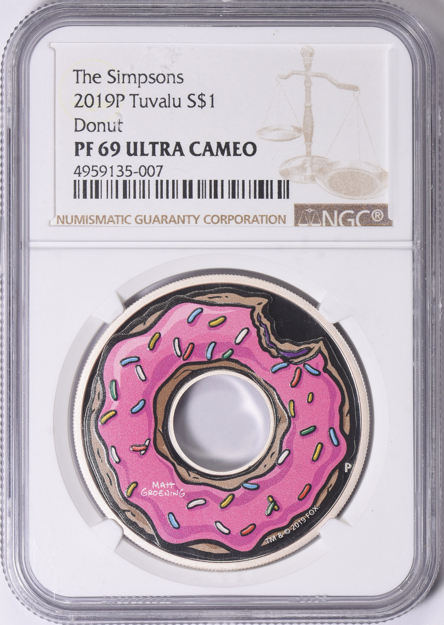Tuvalu 2019-P S$1 Silver The Simpsons-Donut NGC Proof-69 UC (Item ...