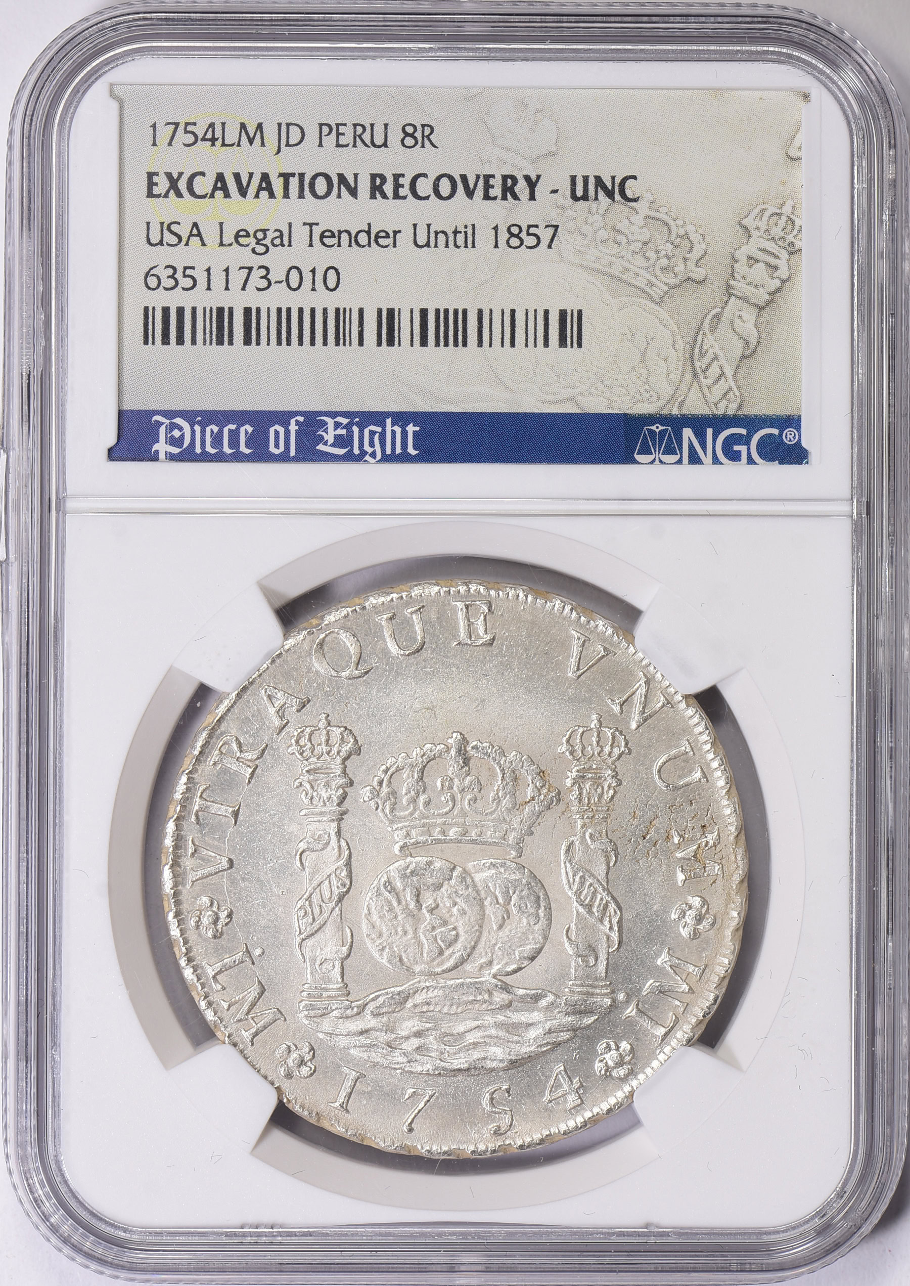Peru 1754-LM JD Silver 8 Reales KM-55.1 NGC Excavation Recovery Unc (Item 1667208 ...