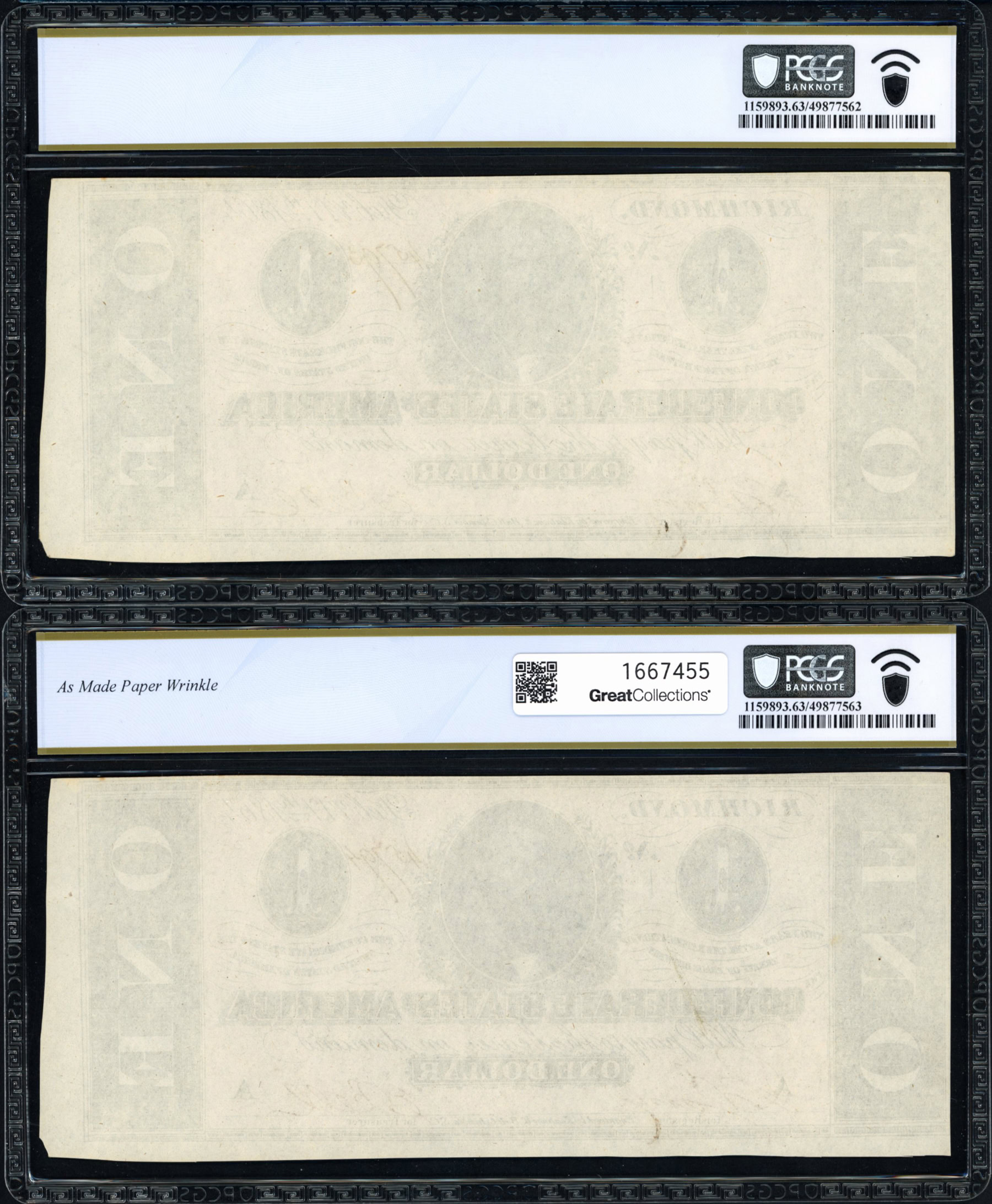 T-71 Confederate States of America 1864 $1 Notes Sequential Serial ...
