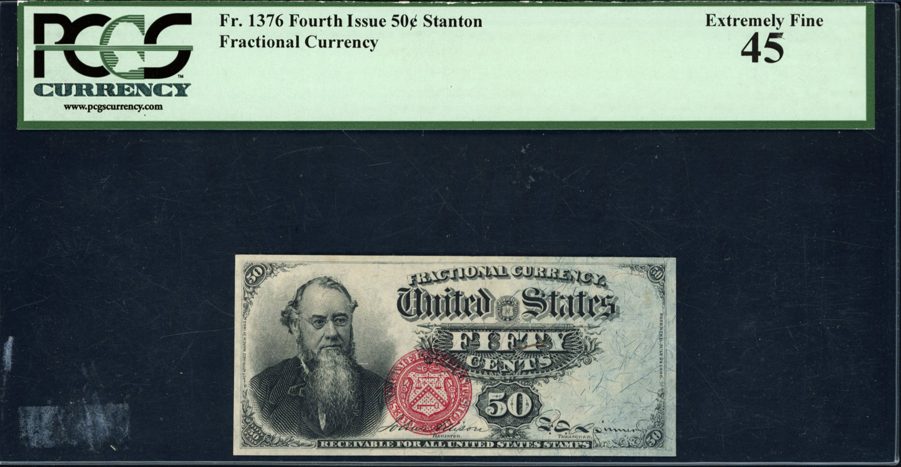 Fr. 1376 Fourth Issue 50 Cents Fractional Currency Note Allison ...