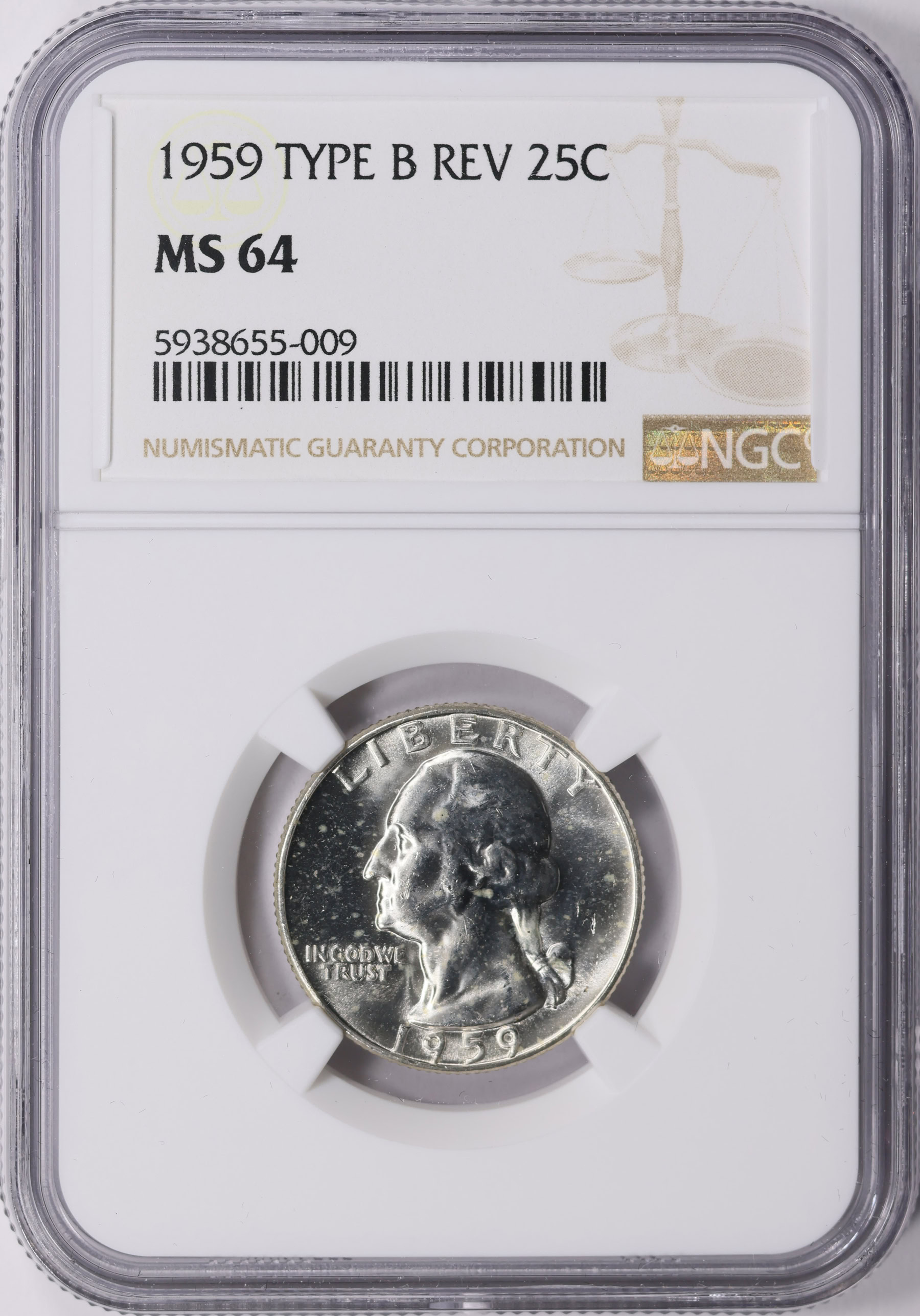 1959 Washington Quarter Type B Reverse NGC MS-64 (Item 1667684) | GreatCollections Coin Auctions