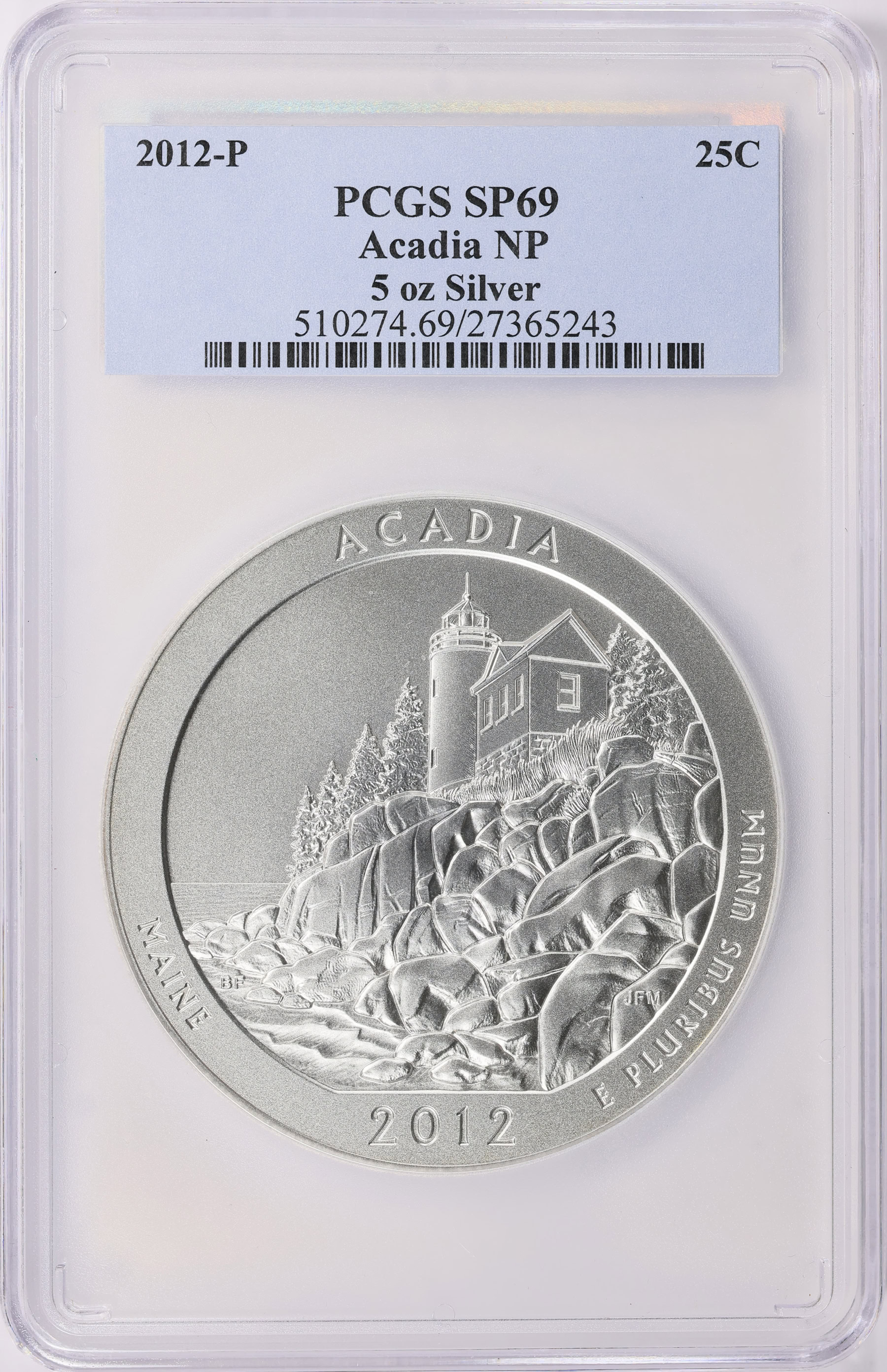 2012-P America the Beautiful 5 oz. Silver Quarter Acadia NP PCGS SP-69 ...