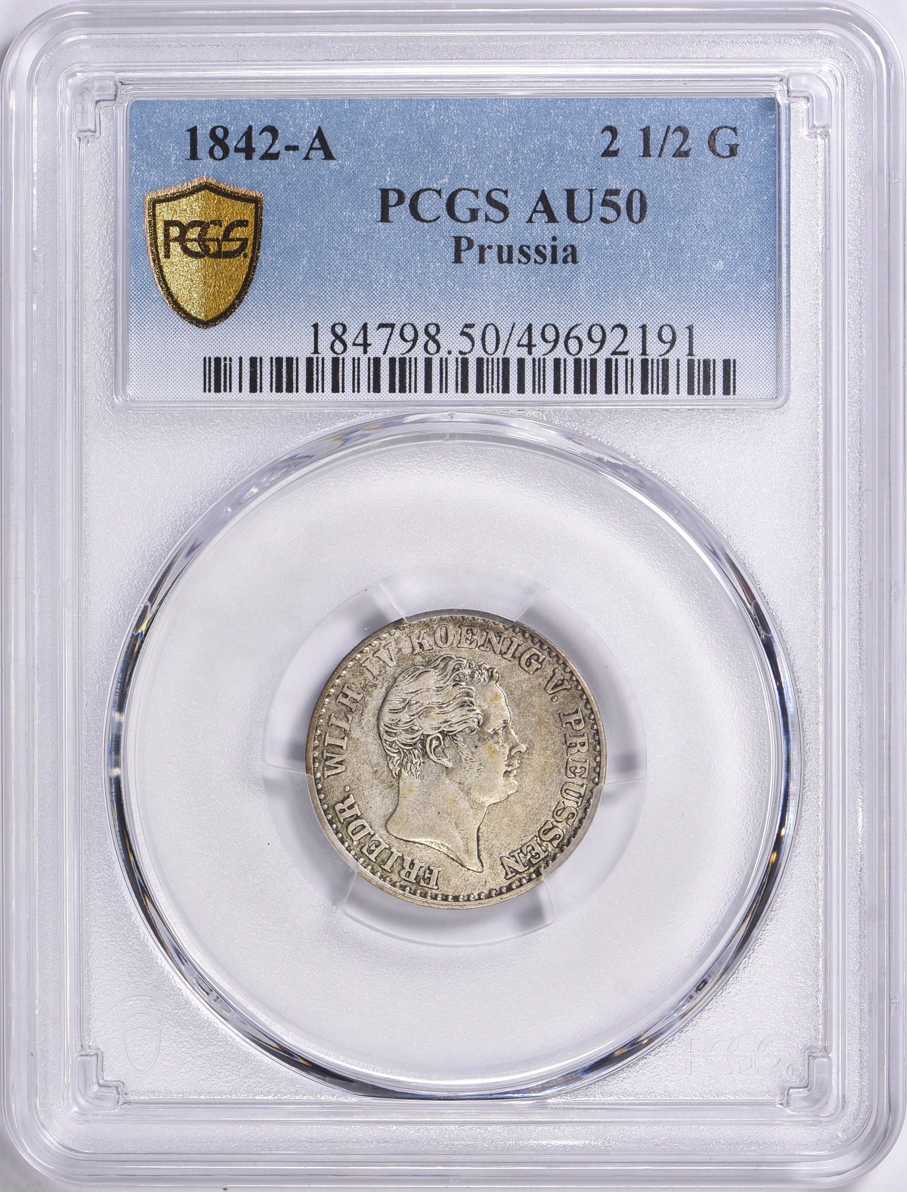 Germany - Prussia 1842-A Silver 2 1/2 Groschen KM-444 PCGS AU-50 (Item ...
