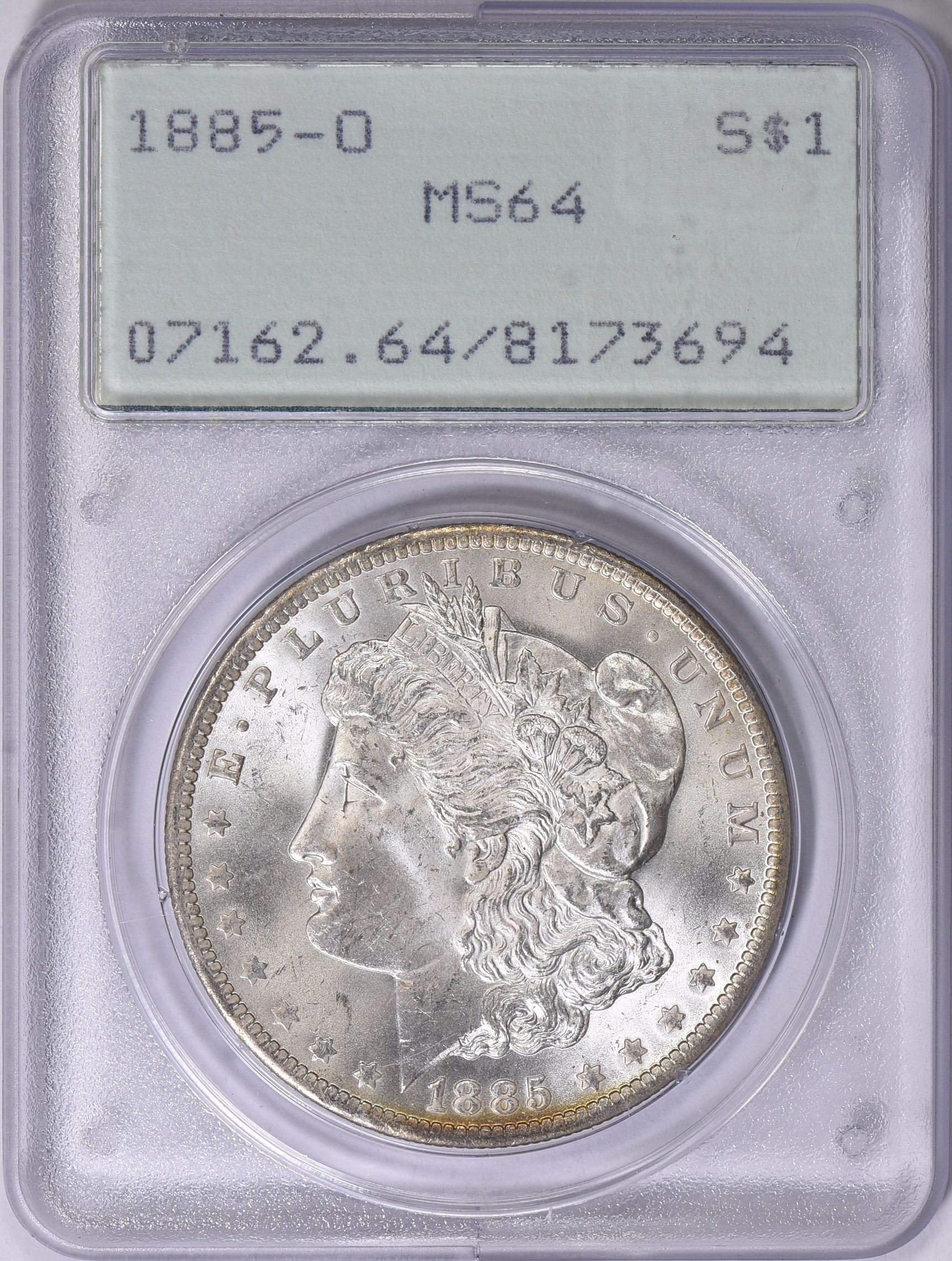 1885-O Morgan Silver Dollar PCGS MS-64 OGH (1st Gen) (Item 1668175) | GreatCollections Coin Auctions