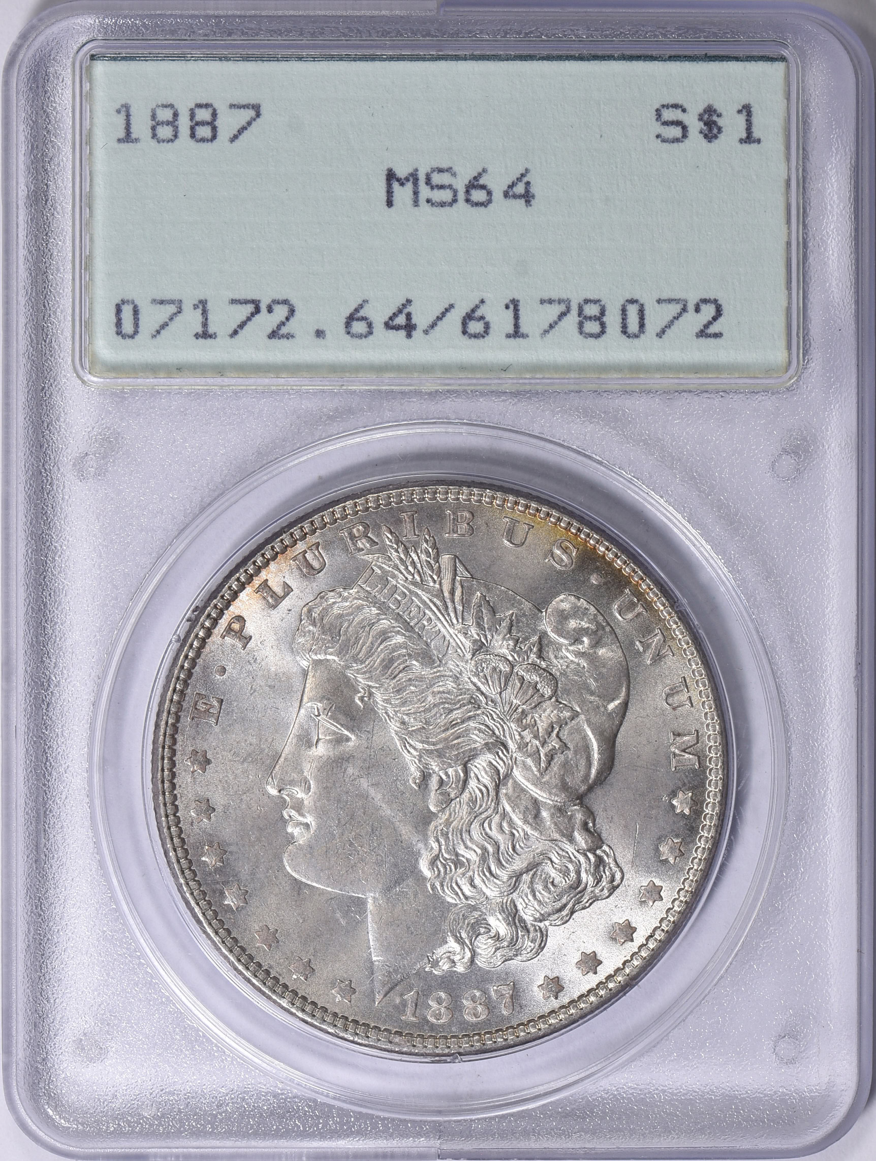 1887 Morgan Silver Dollar PCGS MS-64 OGH (1st Gen) (Item 1668237) | GreatCollections Coin Auctions