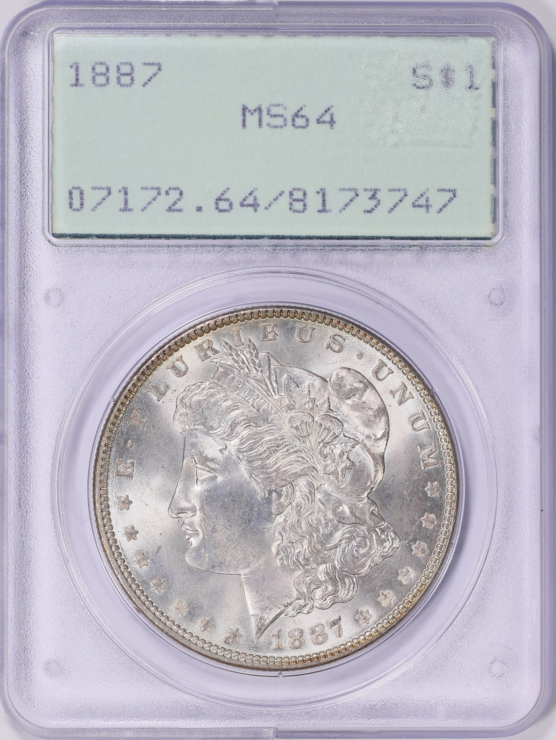 1887 Morgan Silver Dollar PCGS MS-64 OGH (1st Gen) (Item 1668242) | GreatCollections Coin Auctions