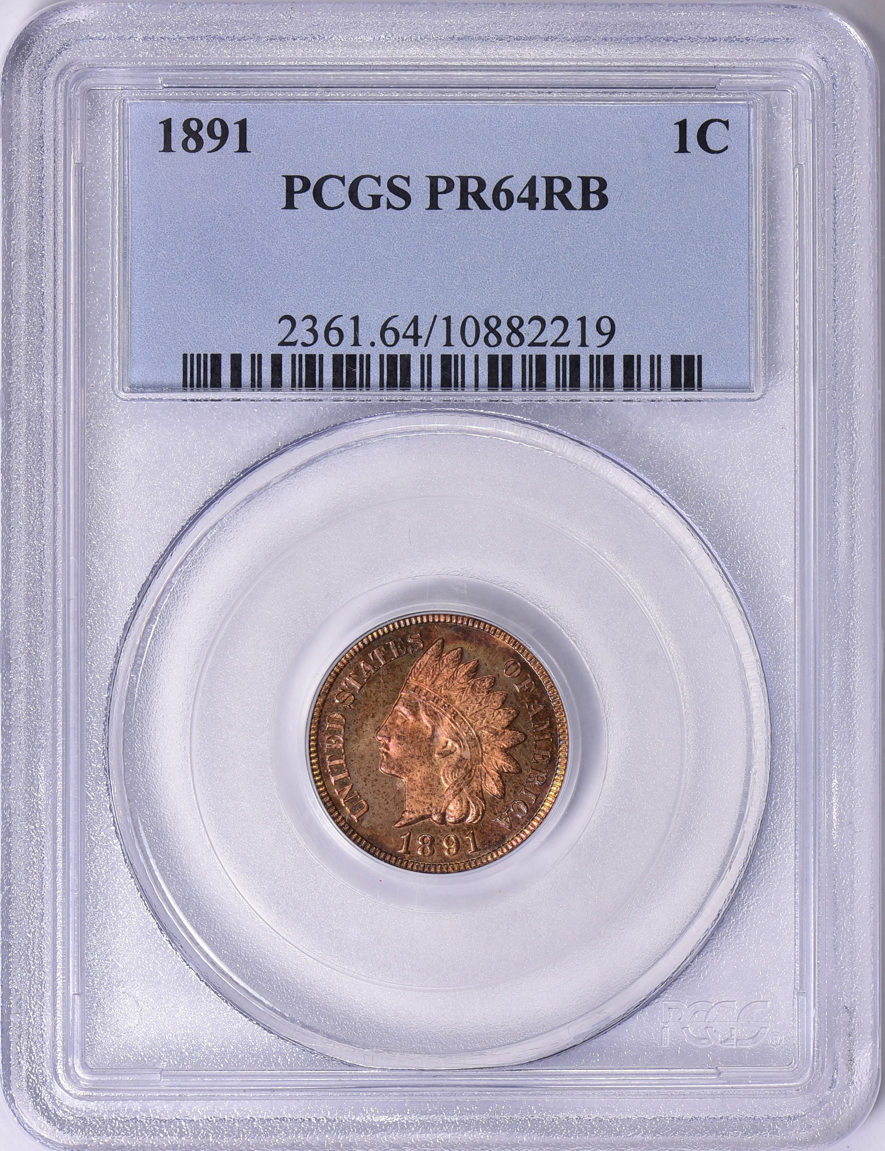 1891 Indian Cent PCGS Proof-64 RB (Toned) (Item 1668271) | GreatCollections Coin Auctions